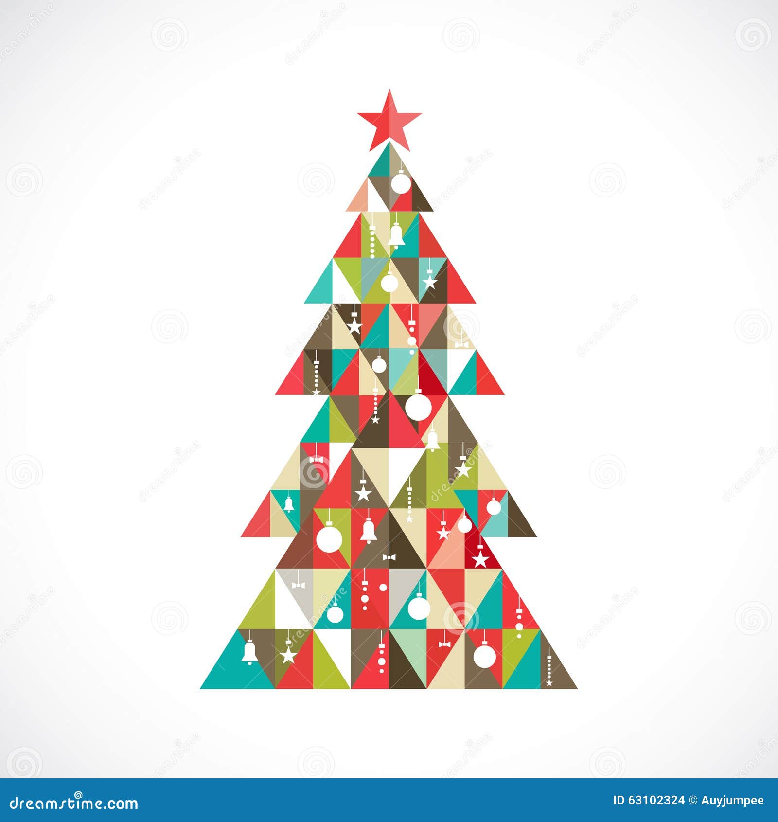 Christmas Tree with Geometric Graphic Decorate, Vector Stock Vector ...