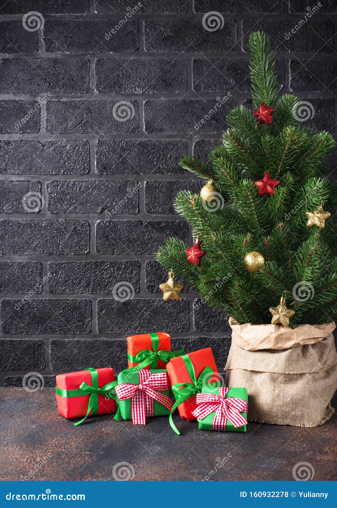 Christmas Tree with Gift Boxes Stock Photo - Image of festive, green ...