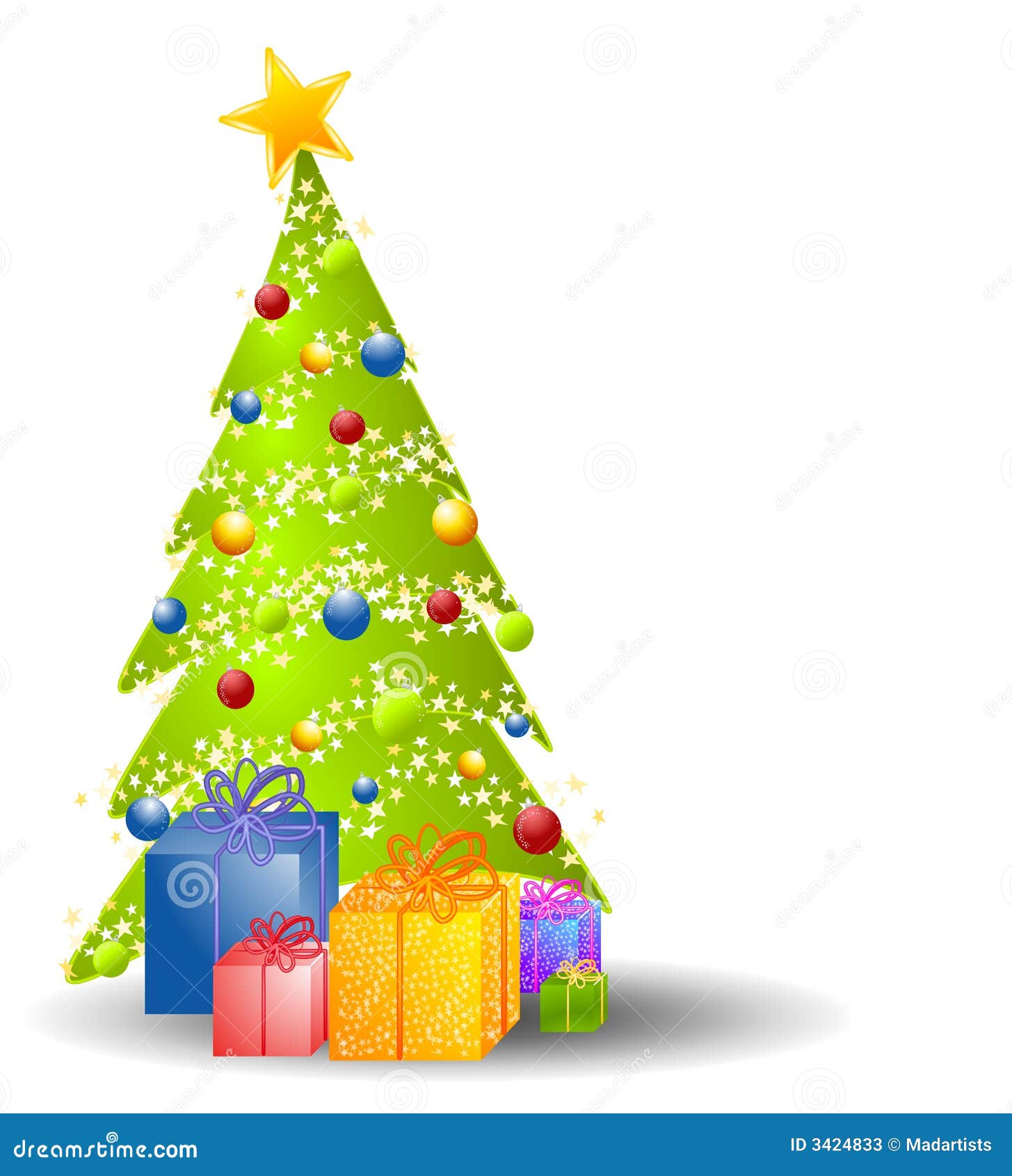 Christmas Tree with Gifts stock illustration. Illustration of packages ...
