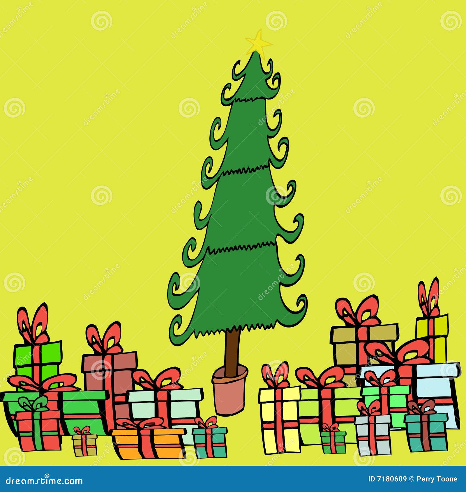 Christmas Tree with Gifts stock vector. Illustration of send - 7180609