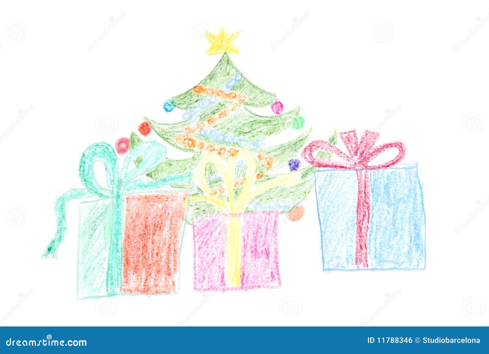 Christmas Tree and Gifts in Boxes Stock Illustration - Illustration of ...