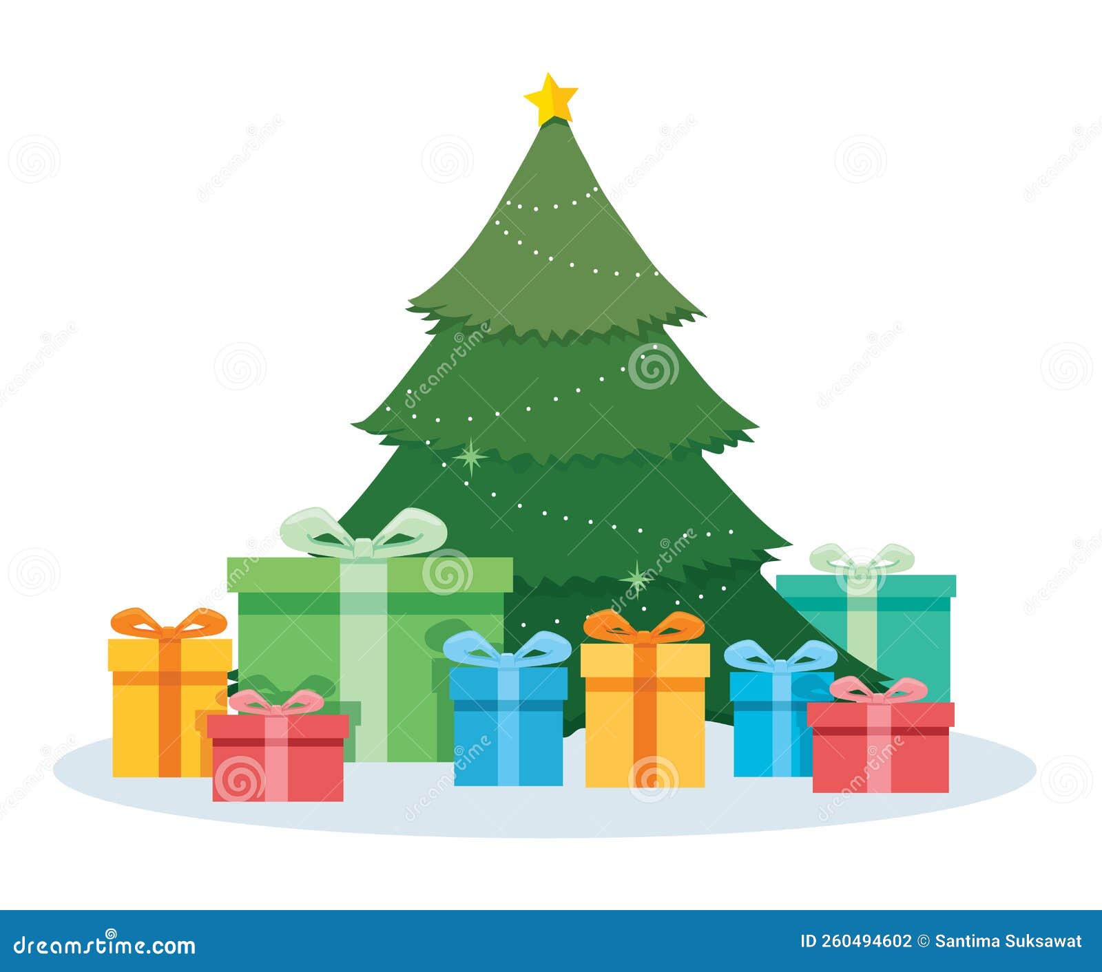 Christmas Tree and Gifts Decoration Vector Illustration Stock Vector ...