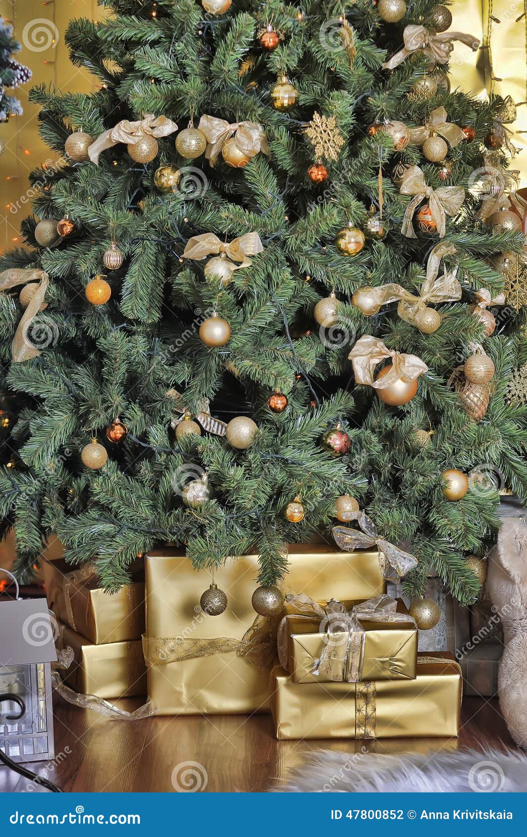 Christmas tree with gifts stock photo. Image of colorful - 47800852