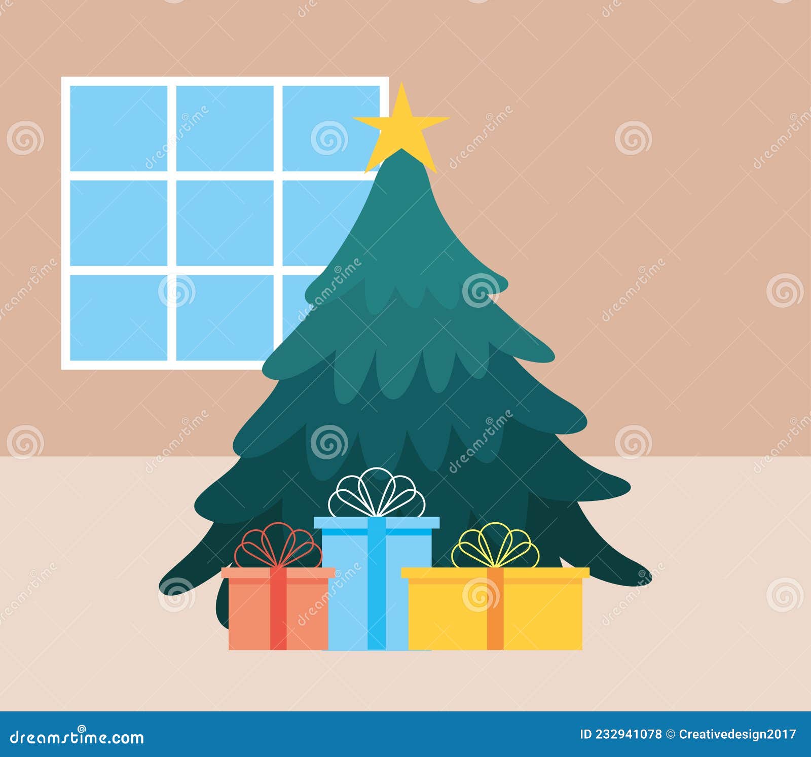 Christmas tree with gifts stock vector. Illustration of decorated ...