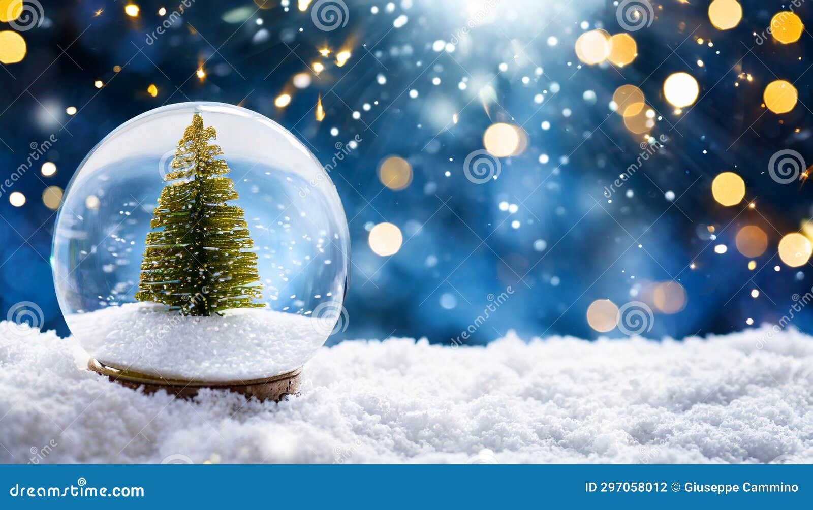Christmas Tree in Glass Ball on Snow Stock Illustration - Illustration ...