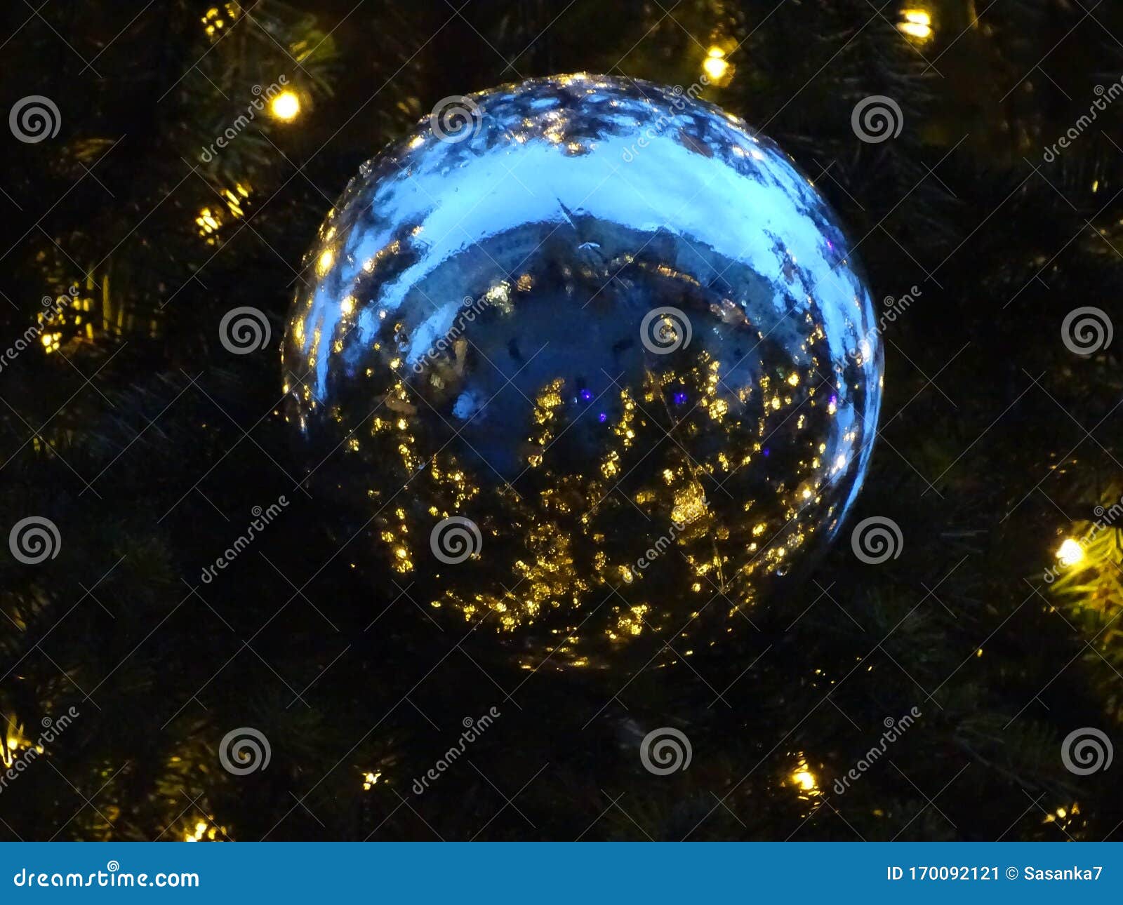 Christmas Tree in Glass Sphere Stock Image - Image of reflection, tree ...