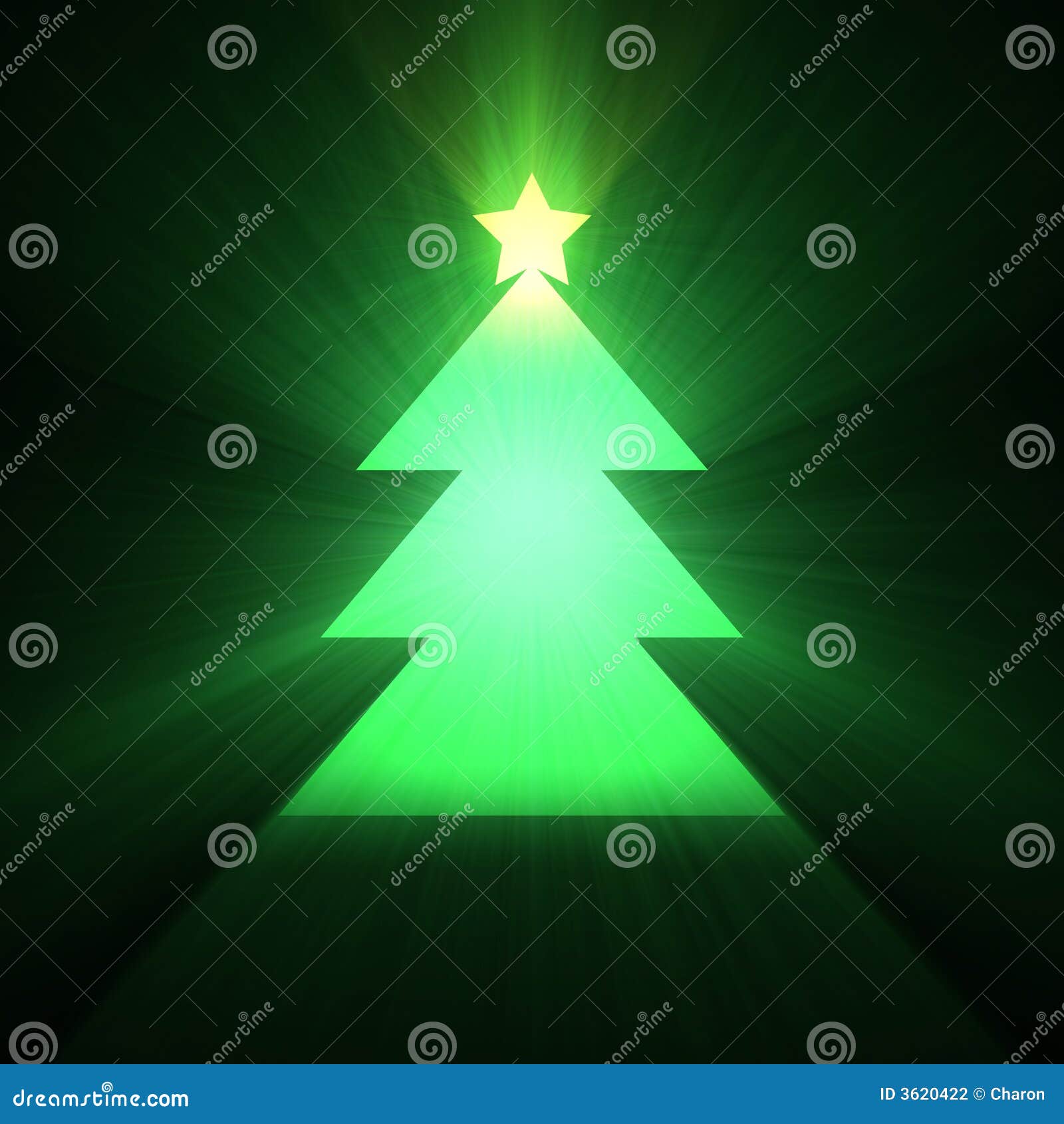 Christmas Tree Glowing Light Flare Stock Illustration - Illustration of ...