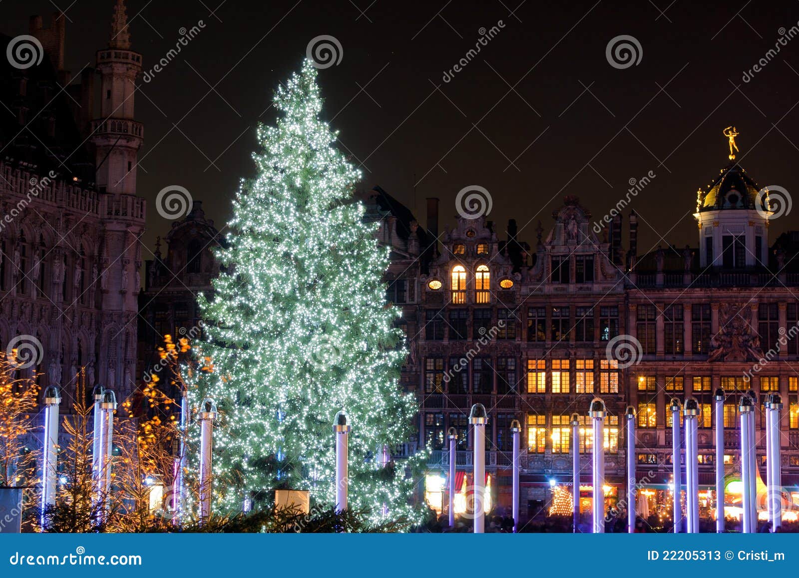 Christmas Tree in Grand Place, Brussels, Belgium Stock Image - Image of ...