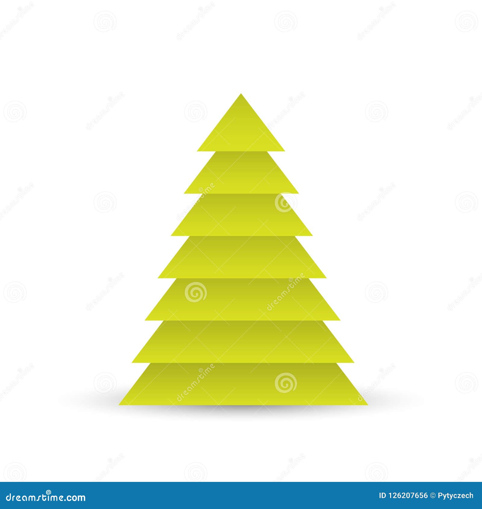 Christmas Tree of Green Layered Triangles on White Background. 3D ...