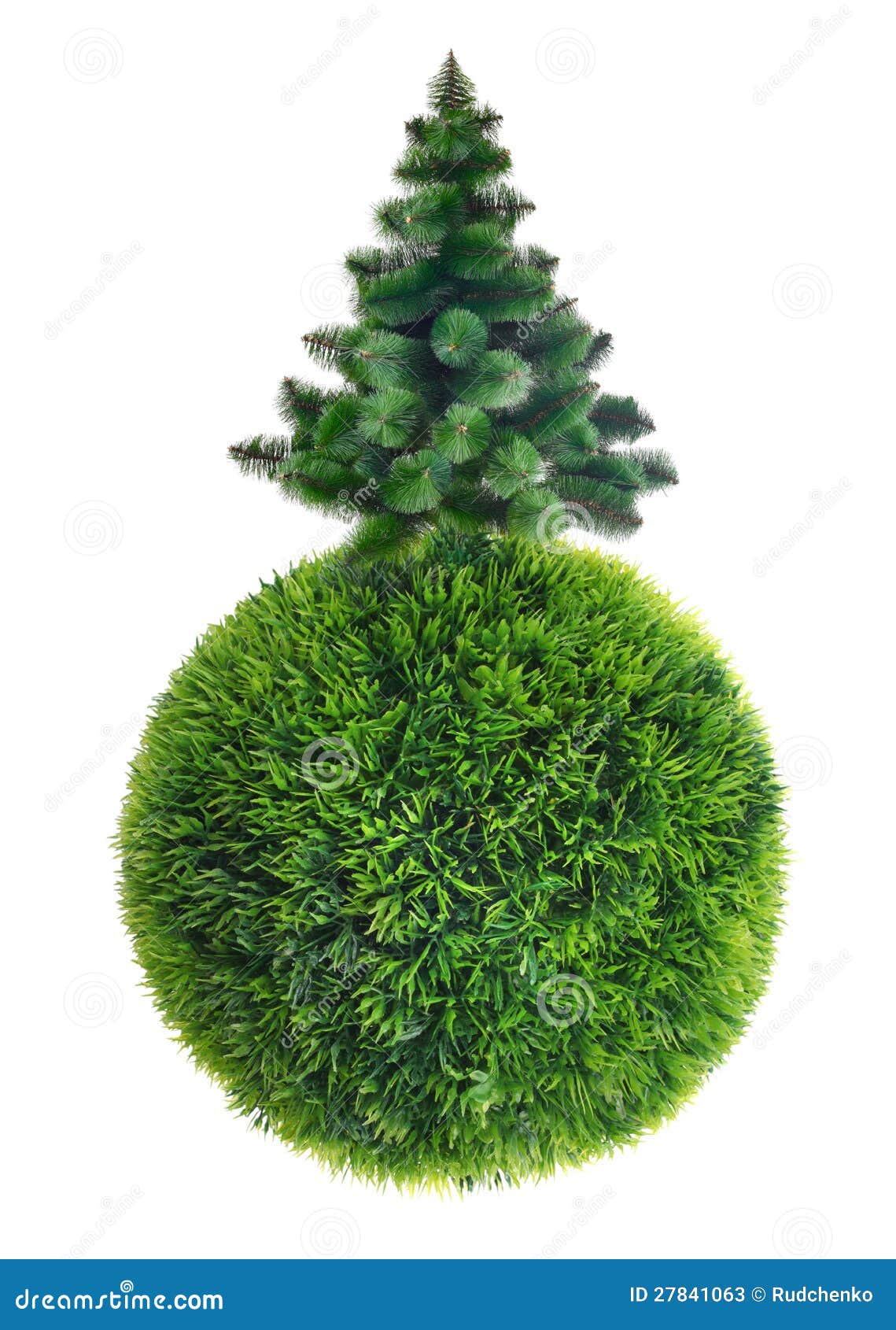 Christmas Tree on Green Sphere Stock Image - Image of meadow, green ...
