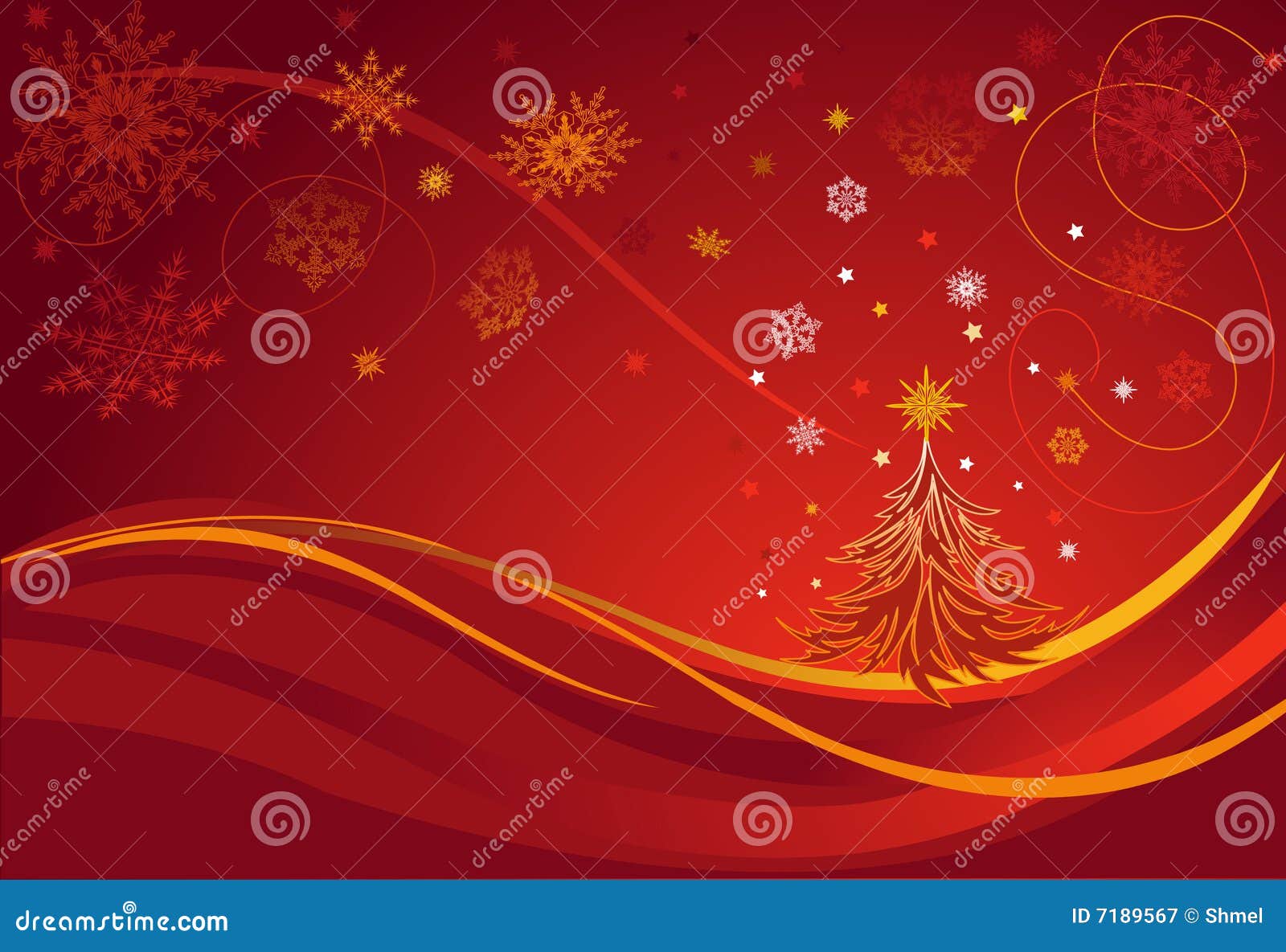 Christmas Tree. Greeting Card. Red Background. Stock Vector ...