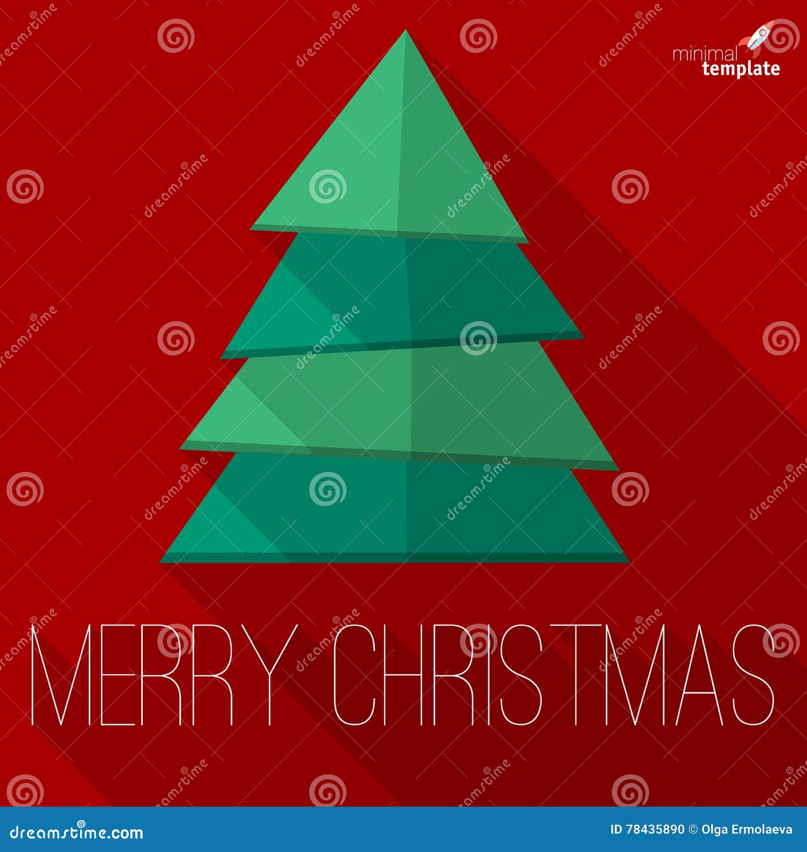 Christmas Tree Greeting Card Vector Template. Stock Vector ...