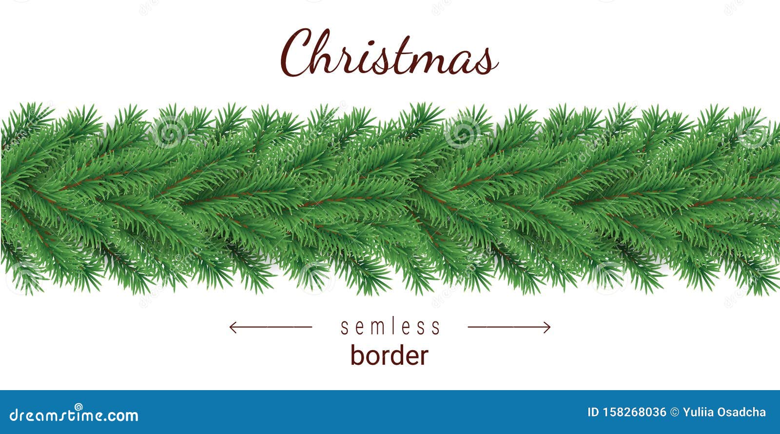 Christmas Tree Horizontal Seamless Pattern in Realistic Vector ...