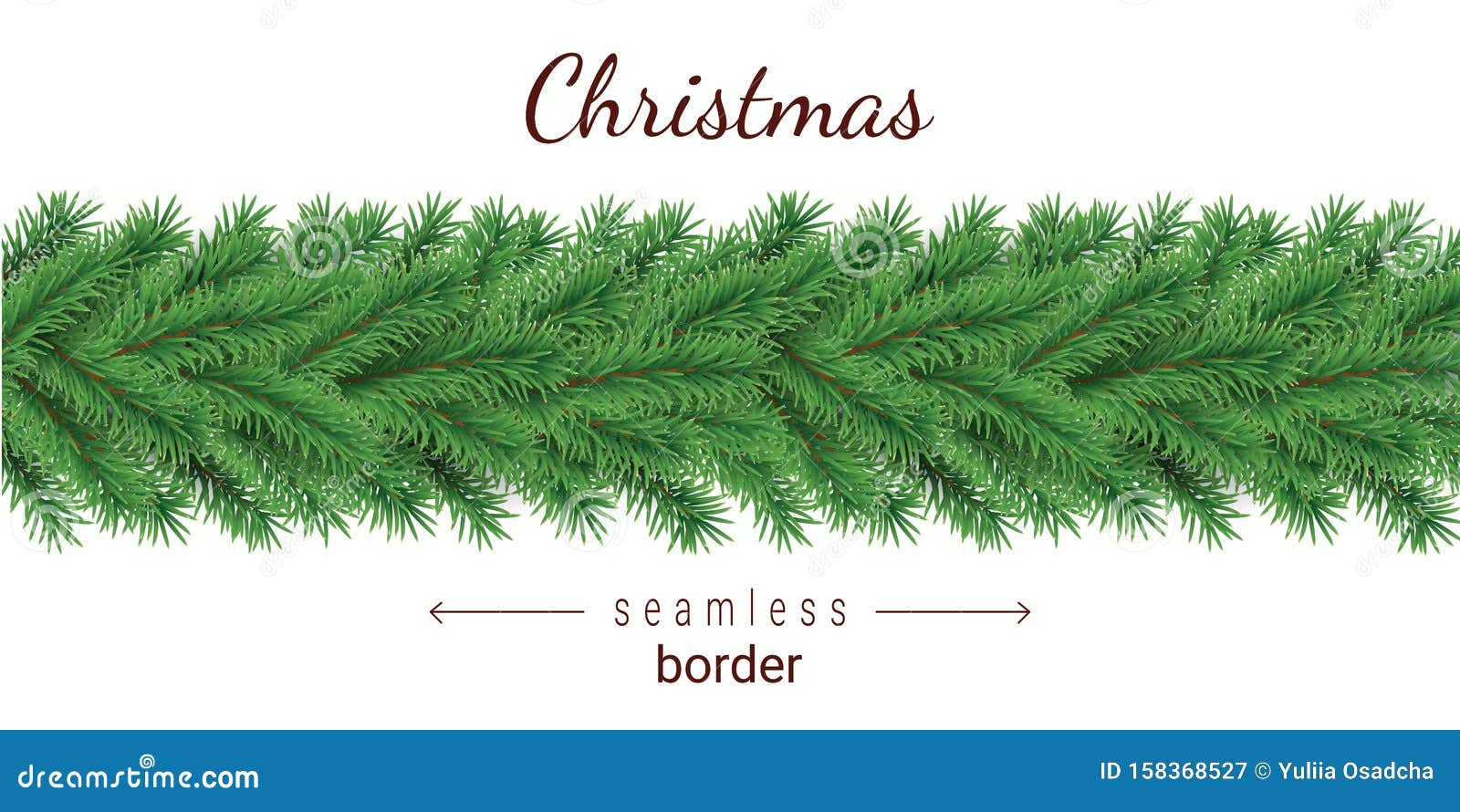 Christmas Tree Horizontal Seamless Pattern in Realistic Vector ...