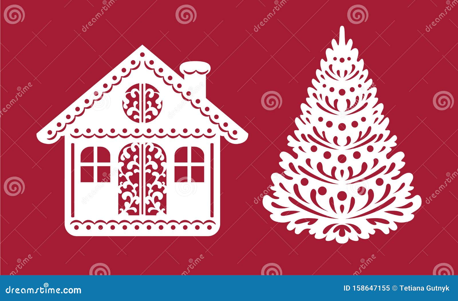 Christmas Tree and Hut. Template for Laser Cutting, Plotter Cutting ...