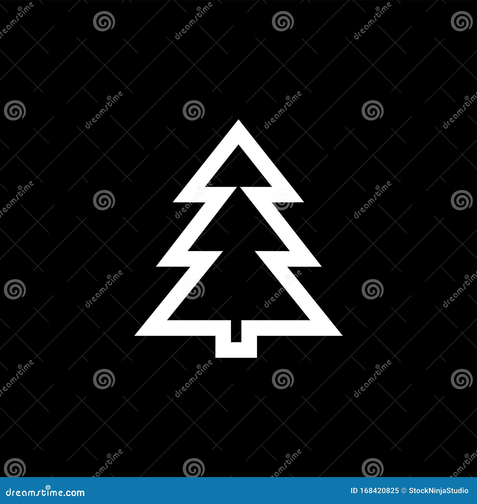Christmas Tree Icon on Black Background. Black Flat Style Vector ...