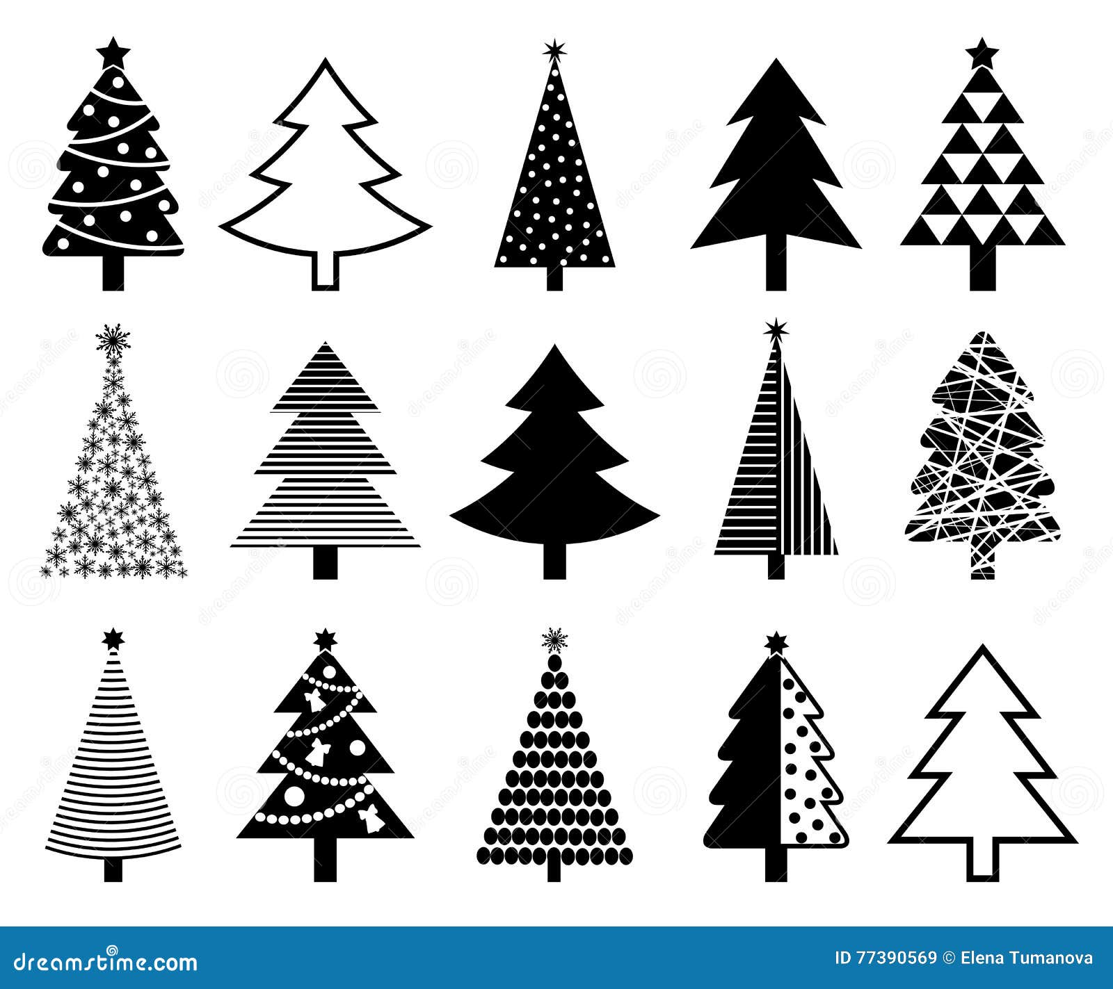 Christmas Tree Icon Collection Stock Vector - Illustration of minimal ...