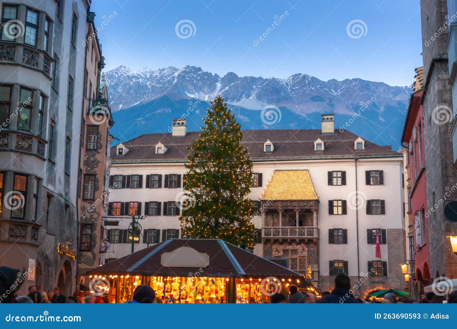 Christmas Tree in Innsbruck Stock Image - Image of christmas, evening ...