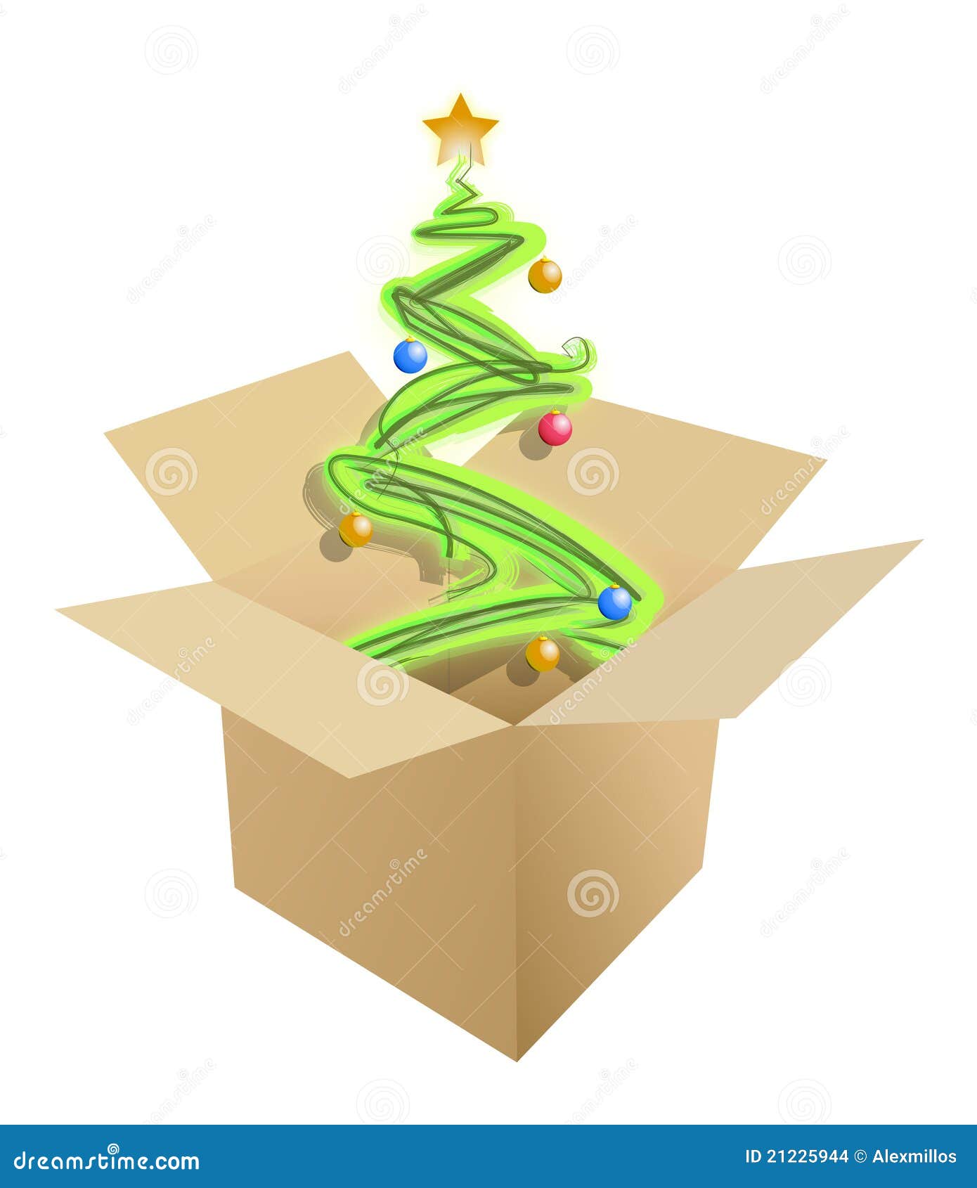 Christmas Tree Inside a Cardboard Box Stock Vector - Illustration of ...