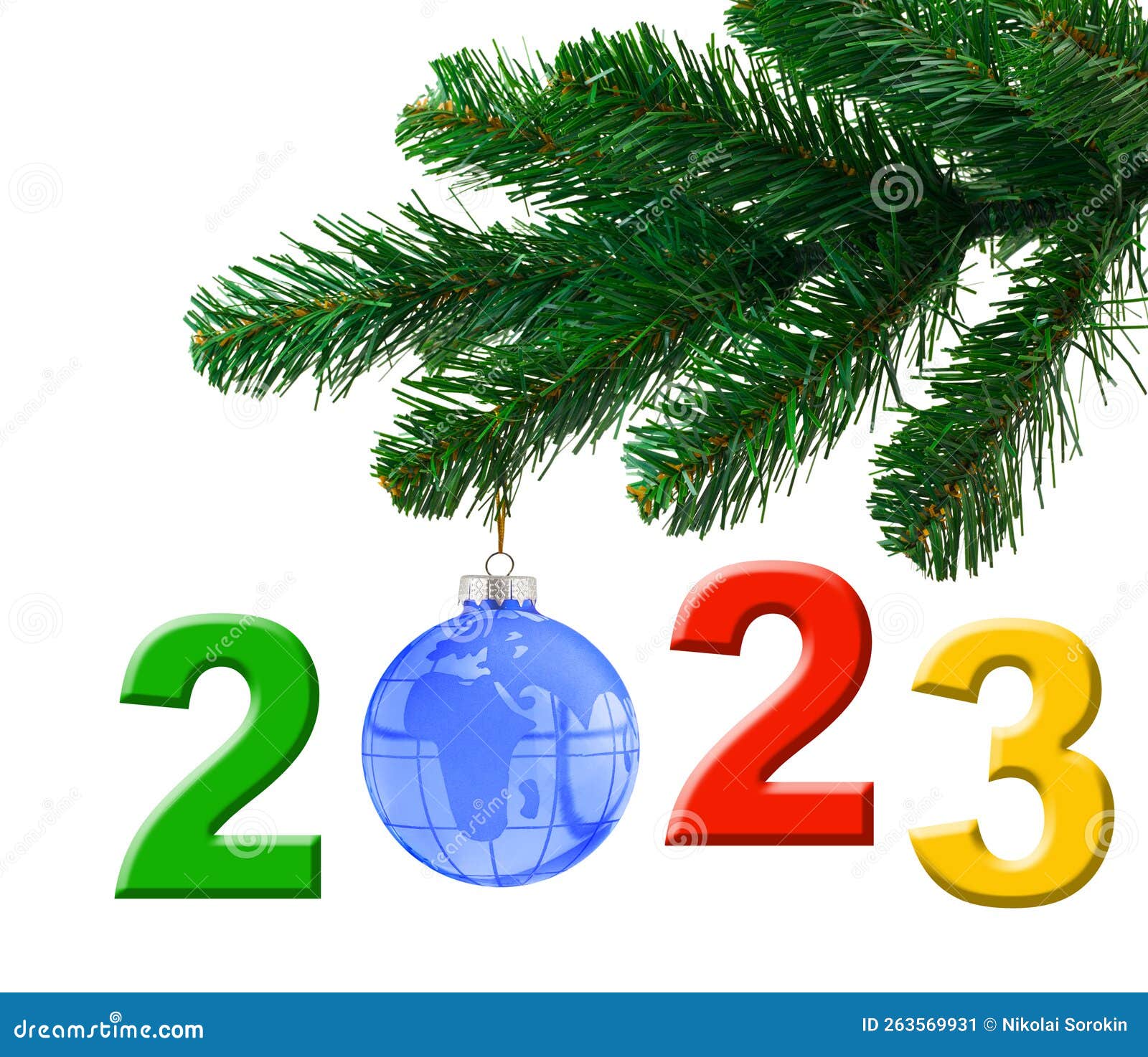 Christmas tree and 2023 stock illustration. Illustration of party ...