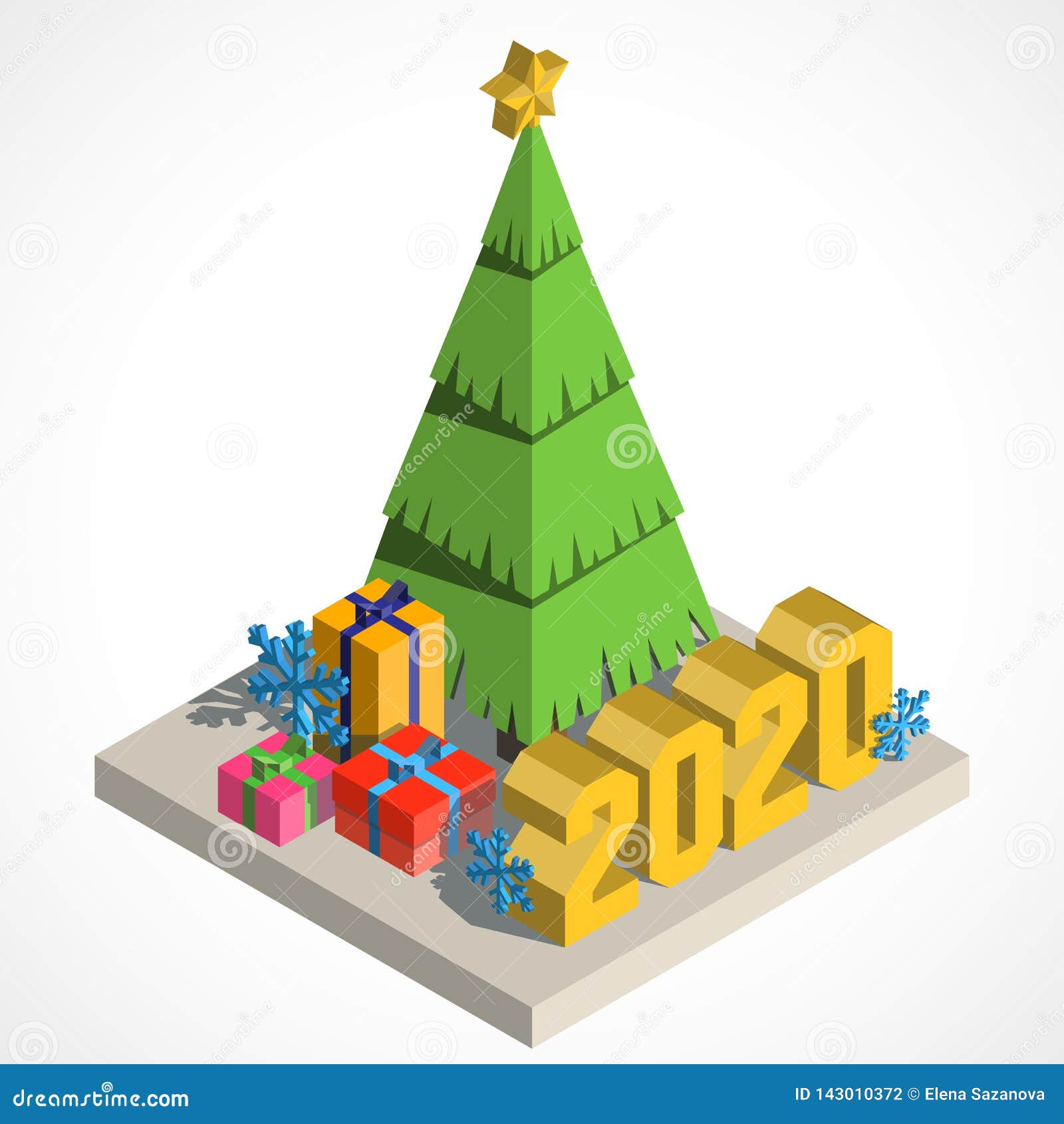 Christmas tree isometry stock vector. Illustration of isometric - 143010372