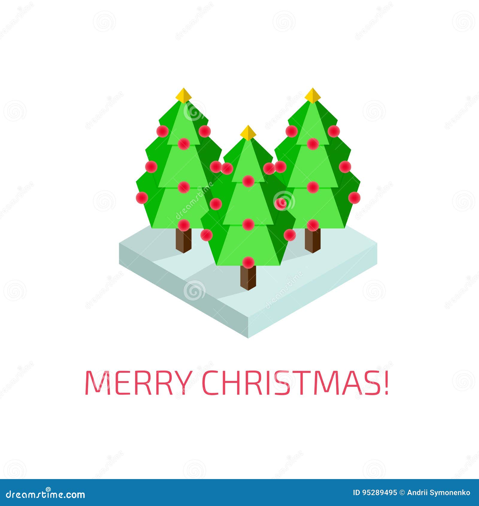 Christmas Tree Isometric Poster. Vector Illustration Stock Vector ...