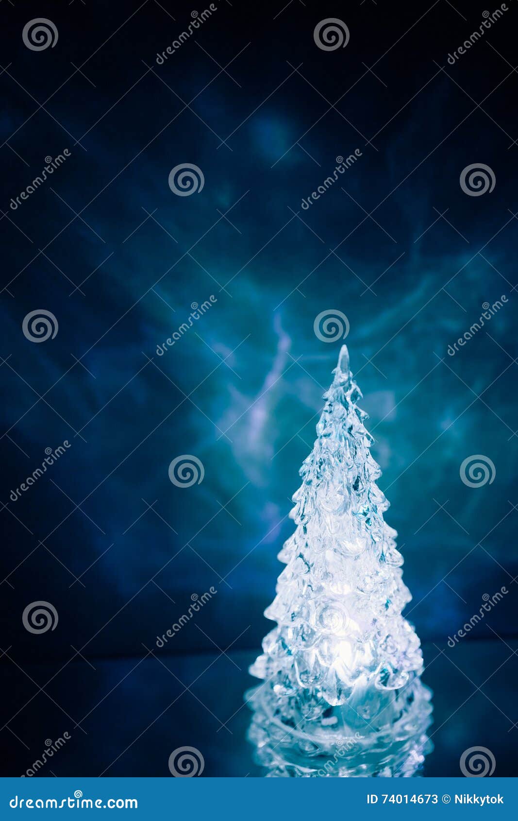 Christmas Tree Lamp Blue Light with Reflection Stock Image - Image of ...