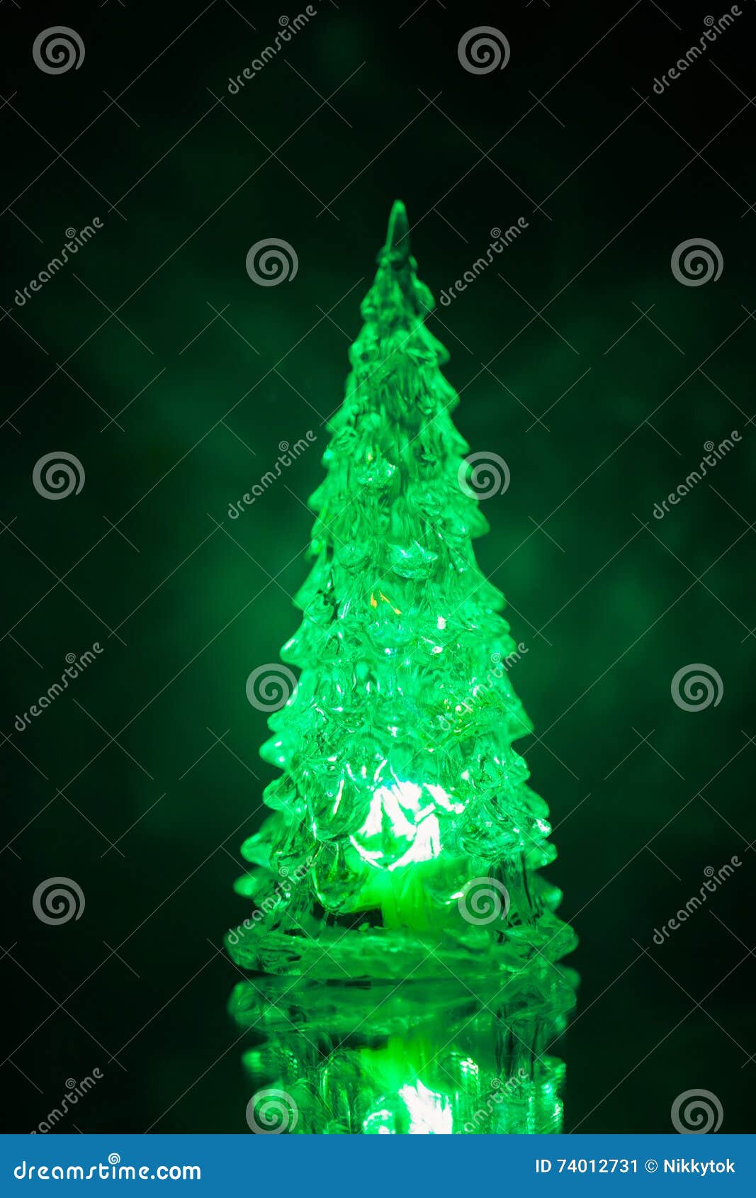 Christmas Tree Lamp Green Light with Reflection Stock Image - Image of ...