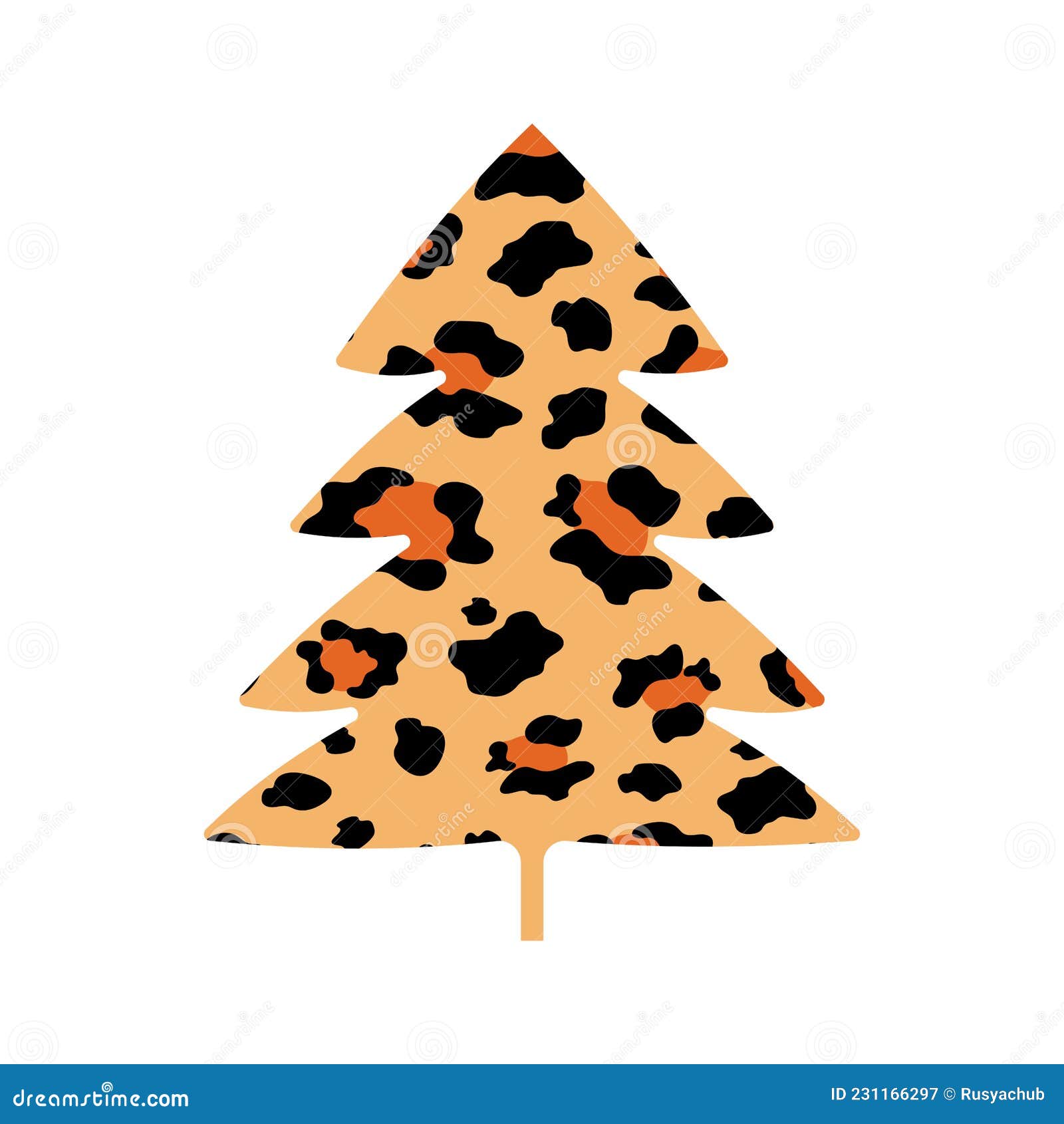 Spotted Christmas Tree on a White Background. Trendy Leopard Print ...