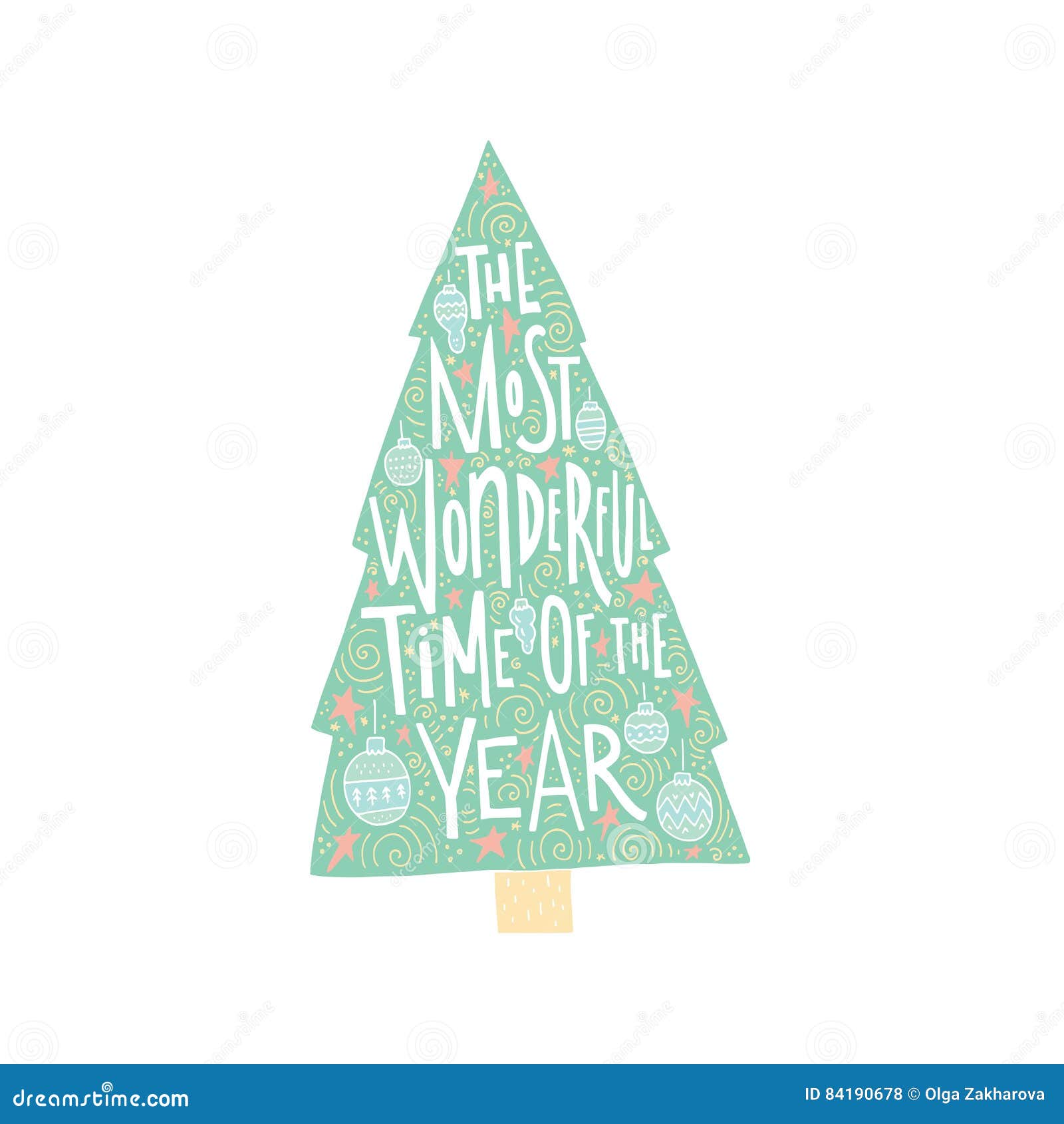 Christmas Tree Lettering stock vector. Illustration of design - 84190678