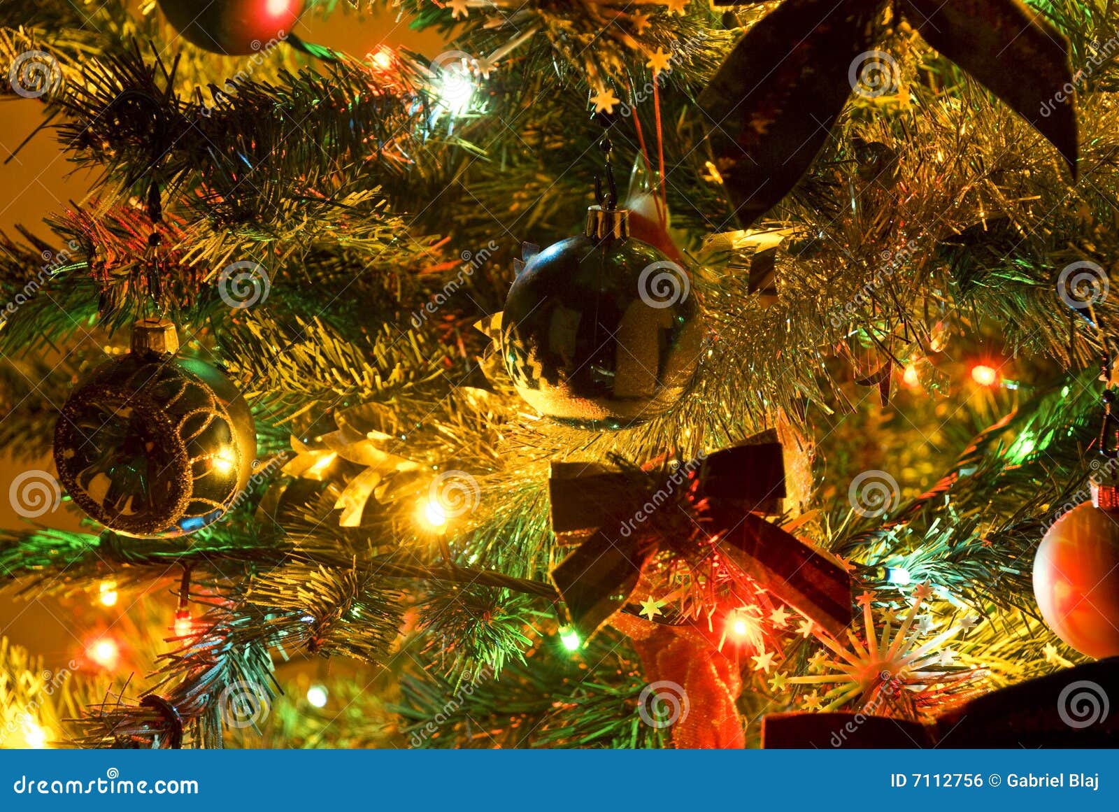 Christmas tree with lights stock photo. Image of decoration - 7112756
