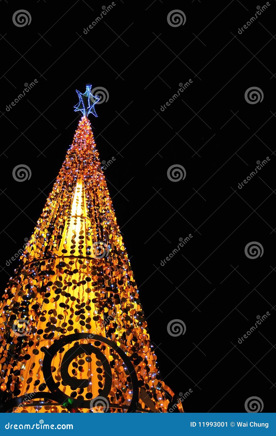 Christmas Tree Lights Isolated on Black Stock Image - Image of night ...
