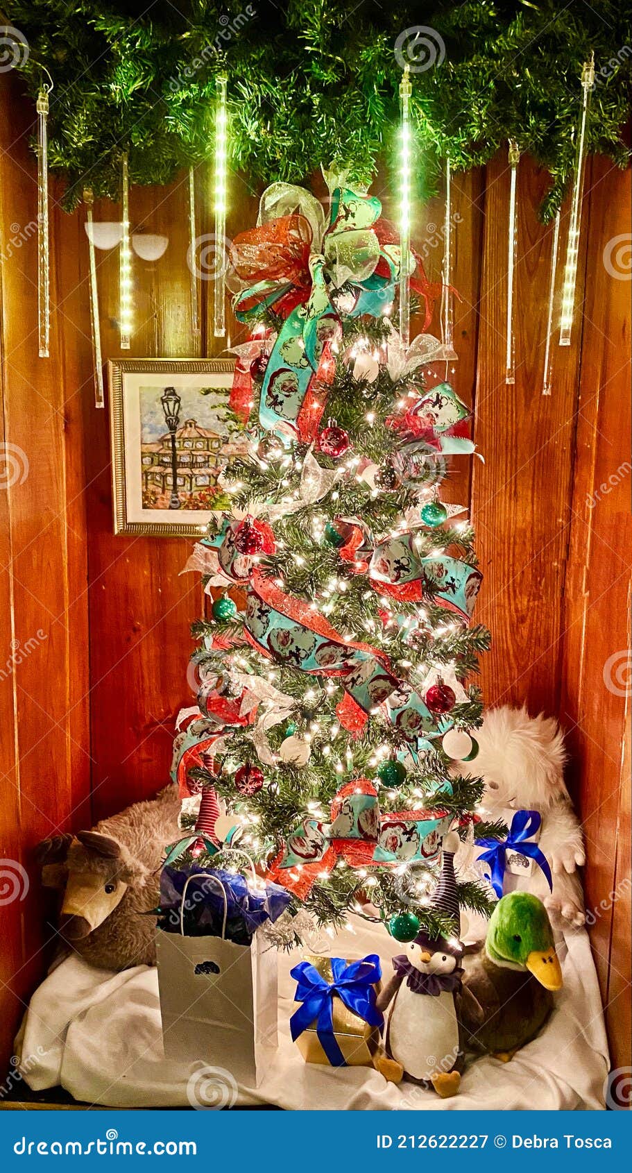 Christmas Tree Lights Presents Stock Image - Image of corner, tree ...