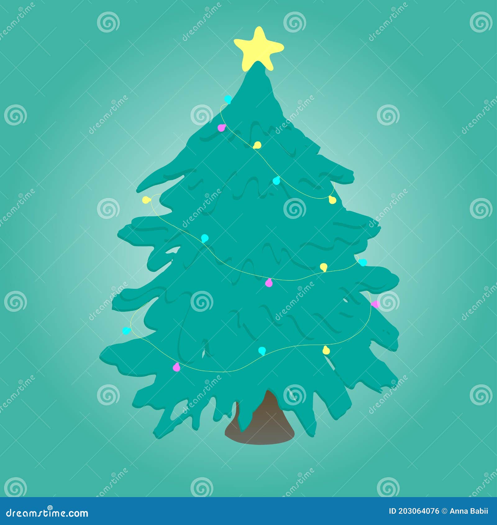 Christmas Tree with Lights. Vector Illustration. Stock Vector ...