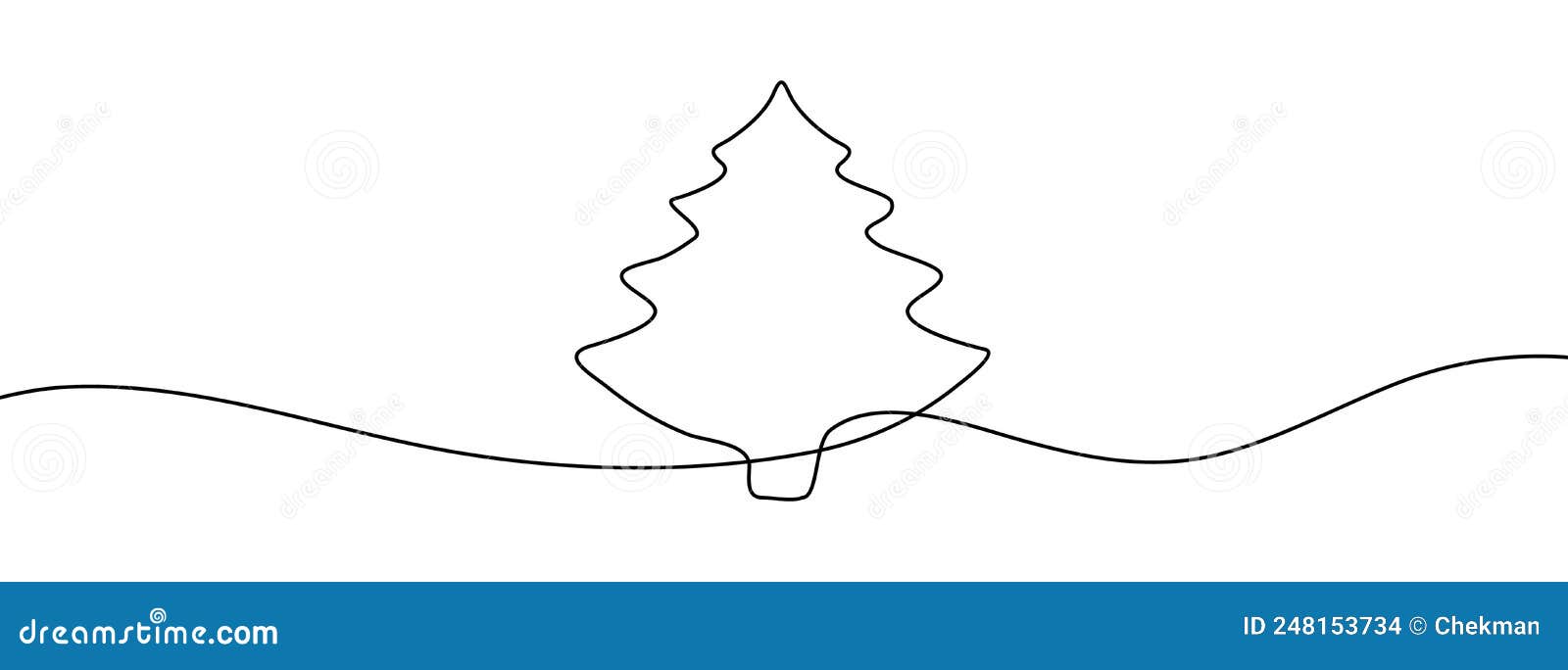 Christmas Tree Line Background. Continuous Line Drawing of Christmas ...