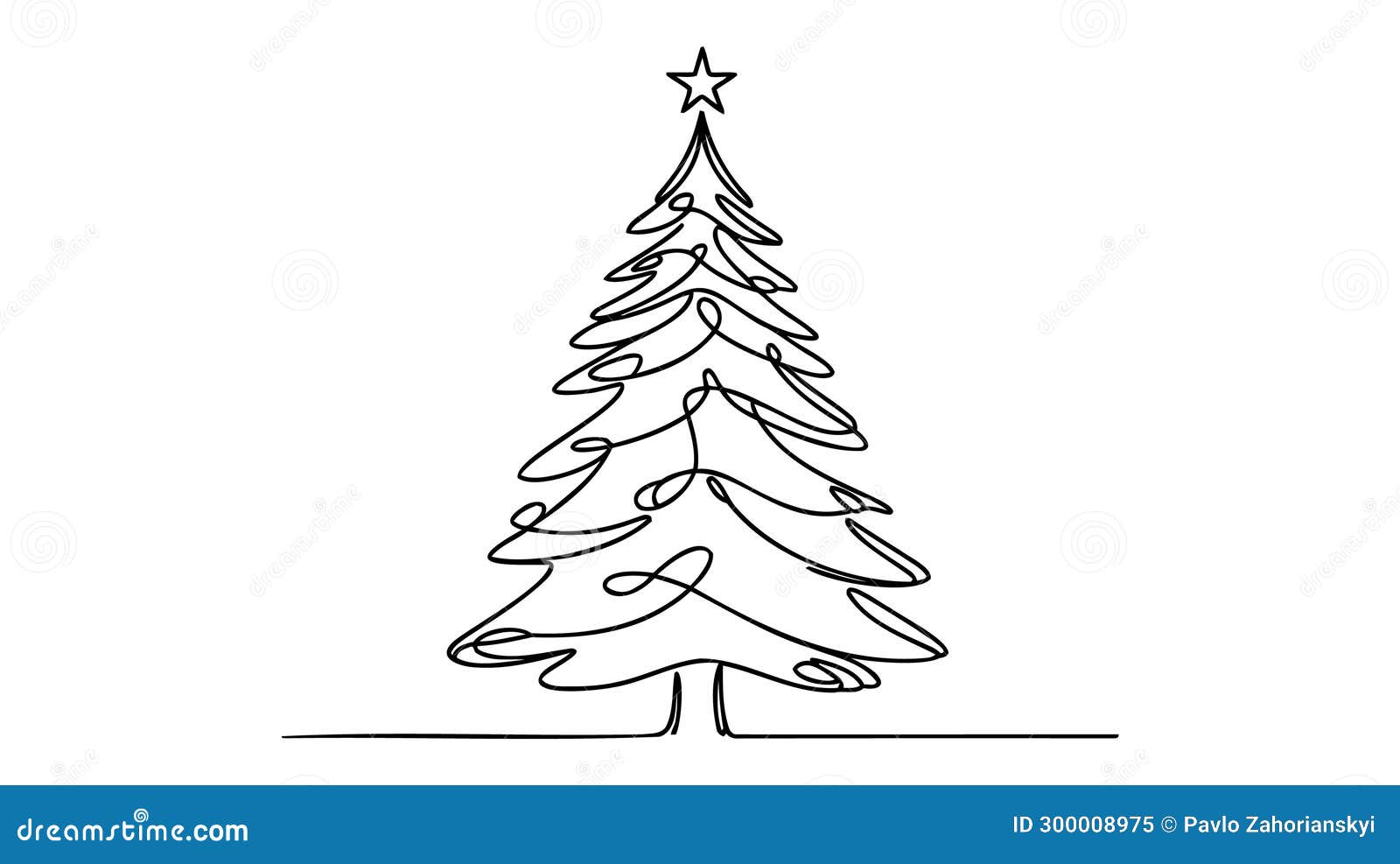 Christmas Tree Line Background. One Line Drawing Background. Continuous ...