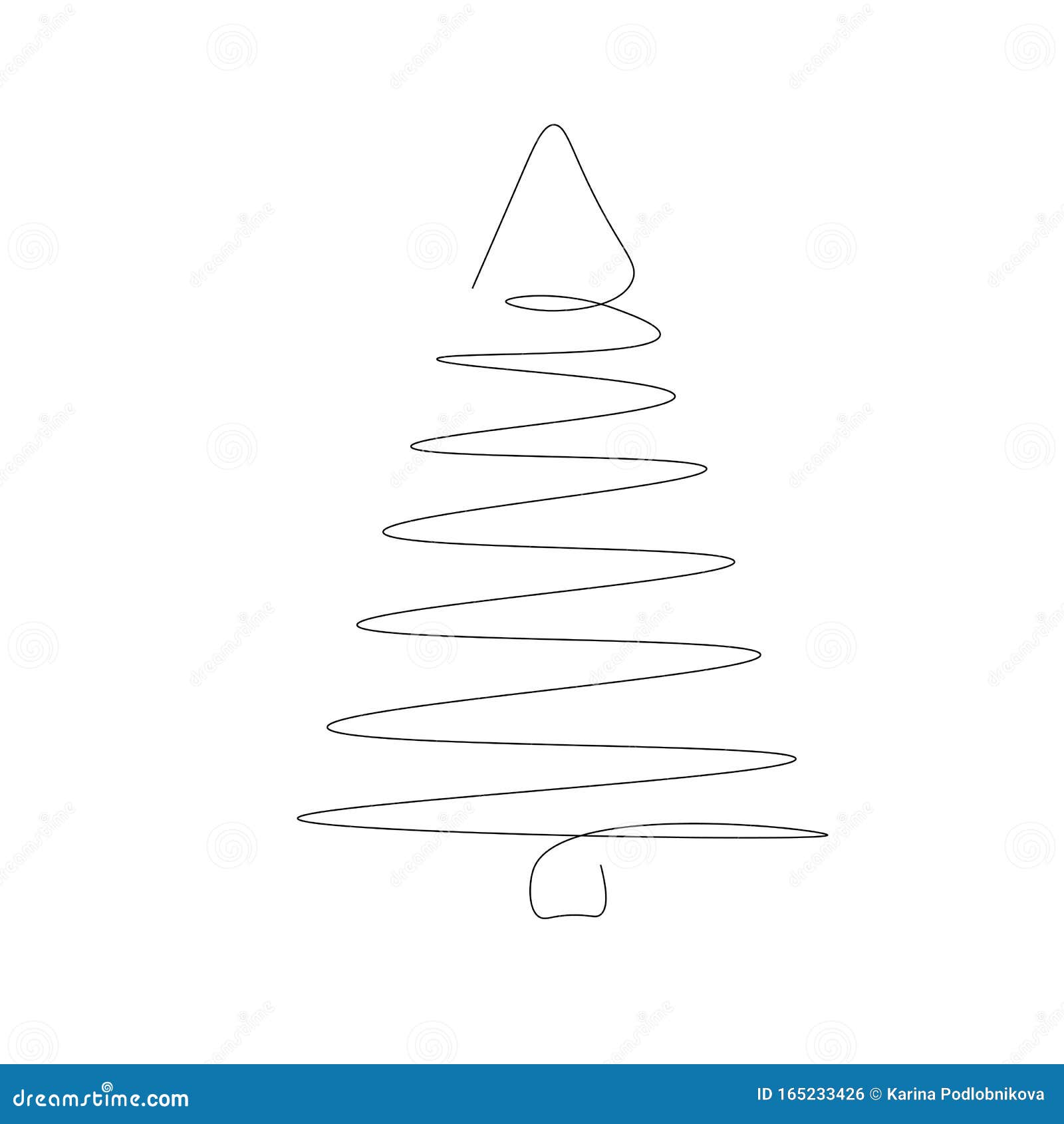 Christmas Tree Line Drawing, Vector Illustration Stock Vector ...