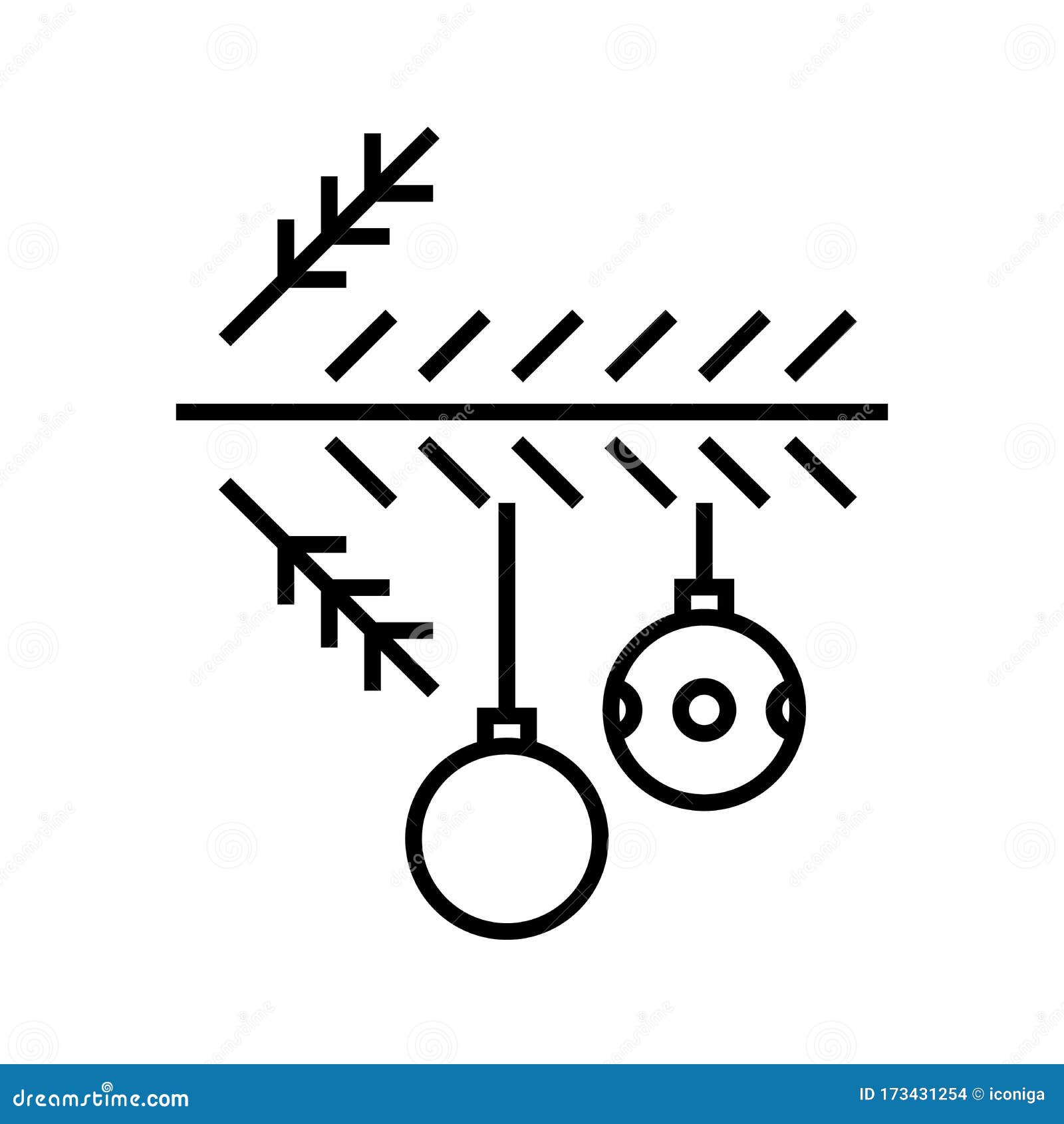 Christmas Tree Line Icon, Concept Sign, Outline Vector Illustration ...