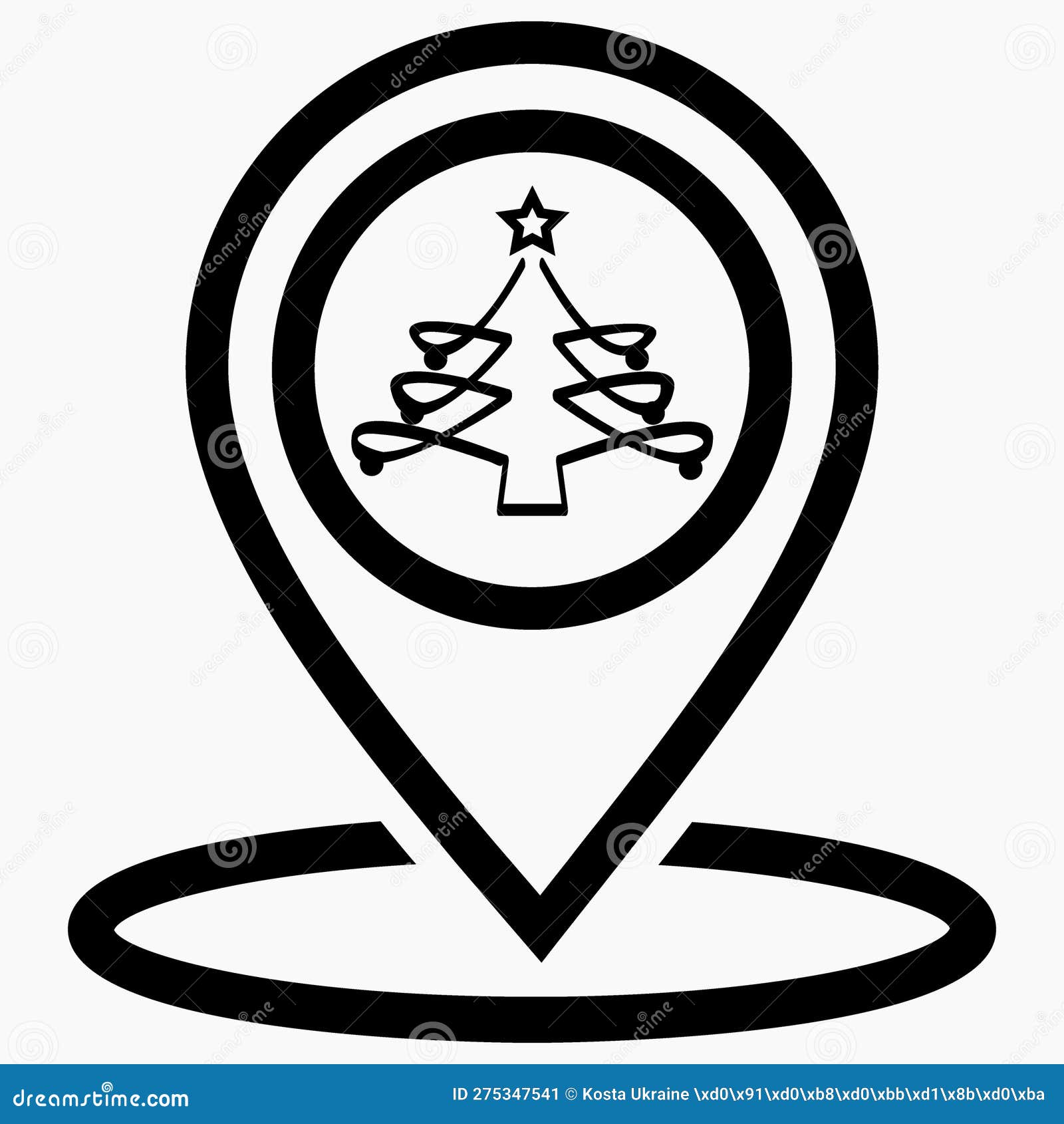 Christmas Tree Location Icon Stock Vector - Illustration of navigation ...