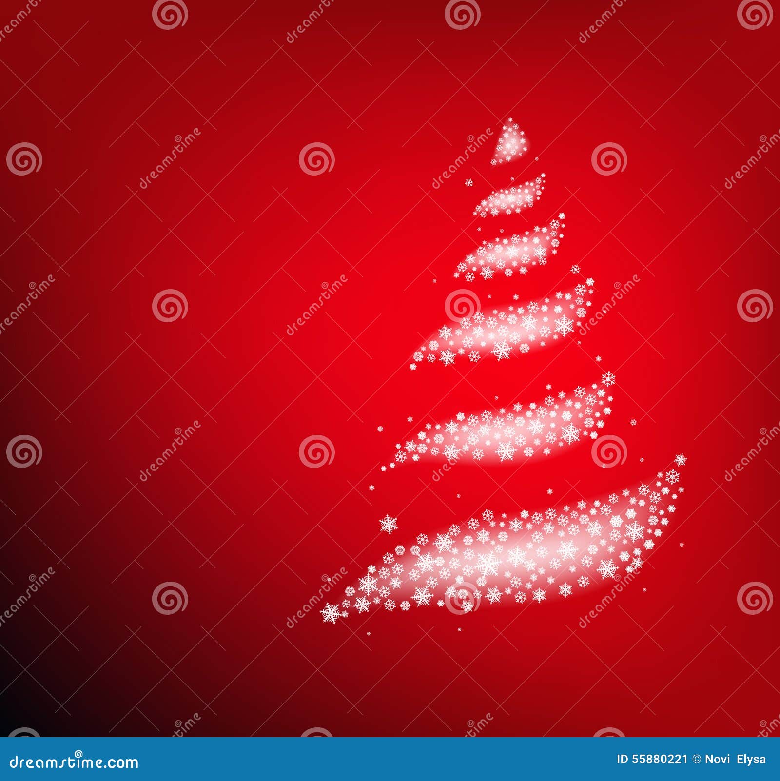 Christmas Tree Made from Abstract Snowflakes on Red Background Stock ...