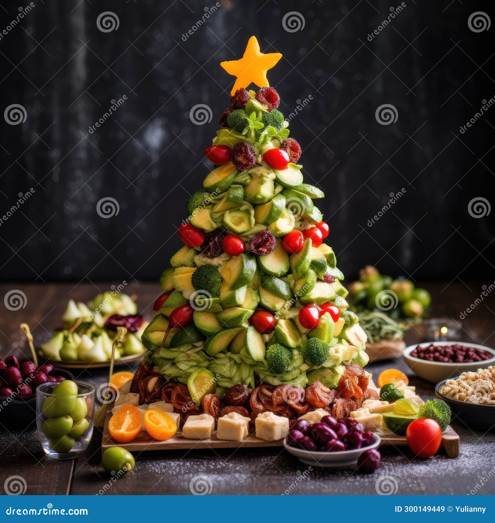 Christmas Tree Made from Appetizers Stock Image - Image of appetizers ...