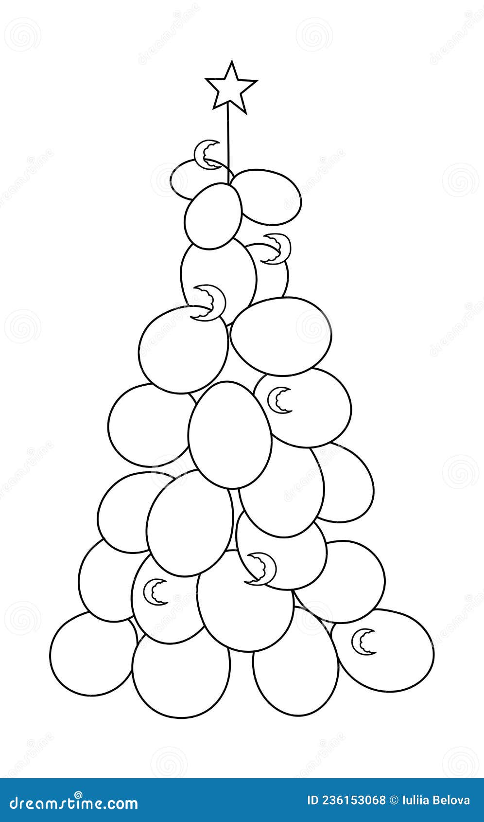 Christmas Tree Made of Balloons. Line Drawing Stock Vector ...