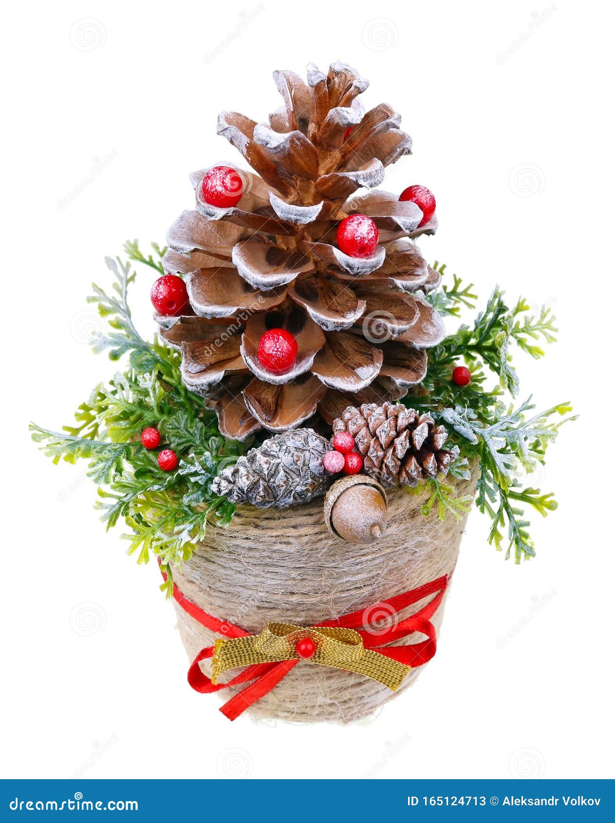Christmas Tree Made Big Pine Cone Ir Rope in Rural Style Isolated Macro ...