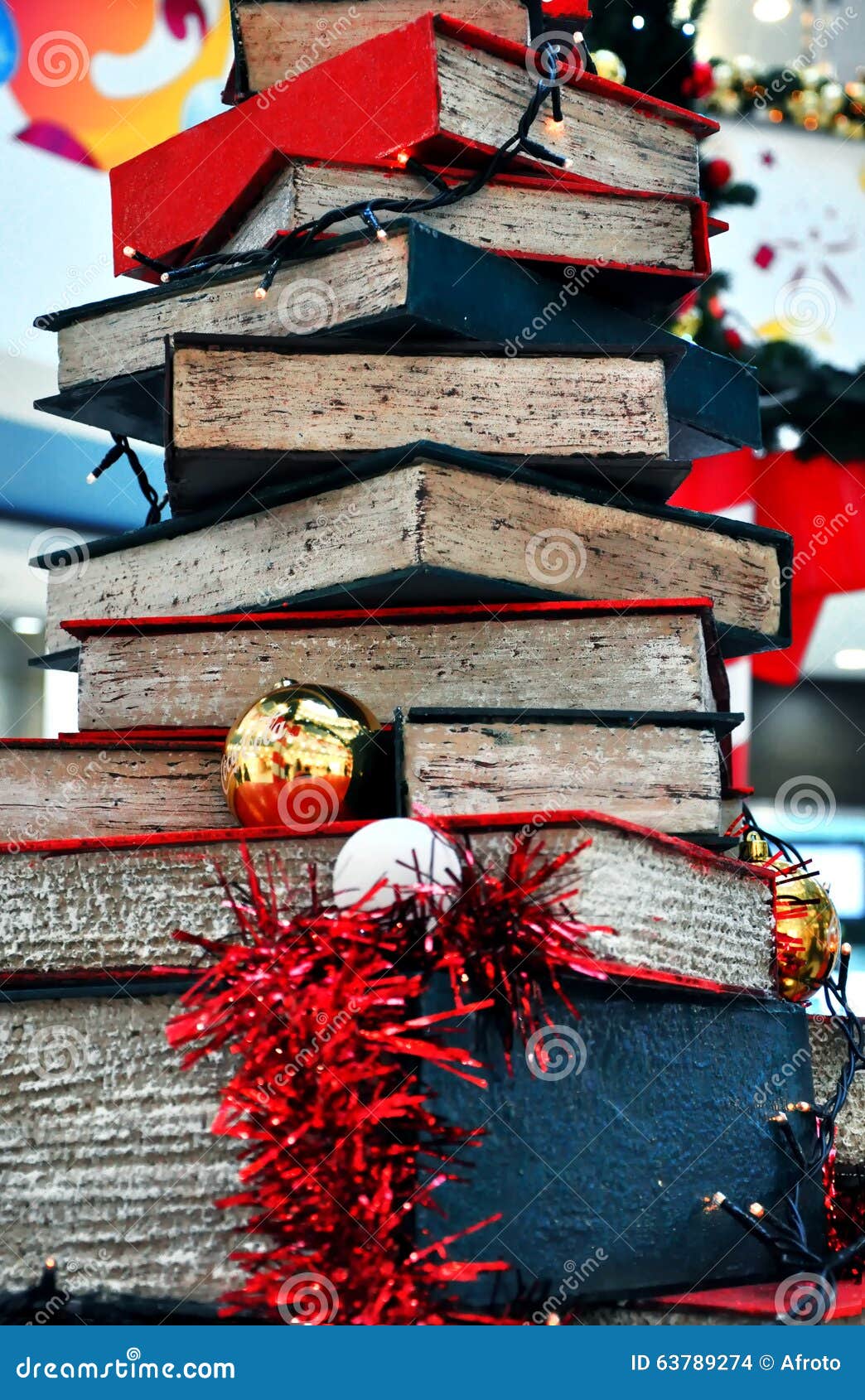 Christmas Tree Made of Books Stock Photo - Image of design, wall: 63789274