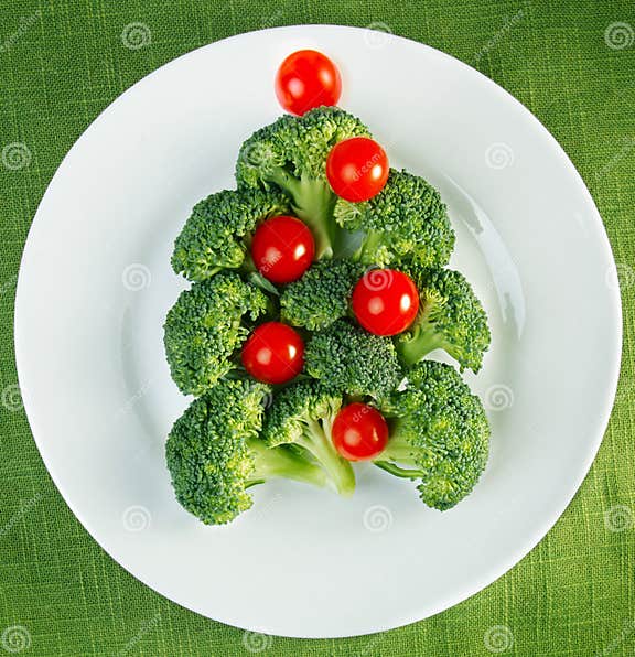Christmas Tree Made from Broccoli Stock Image - Image of card, green ...