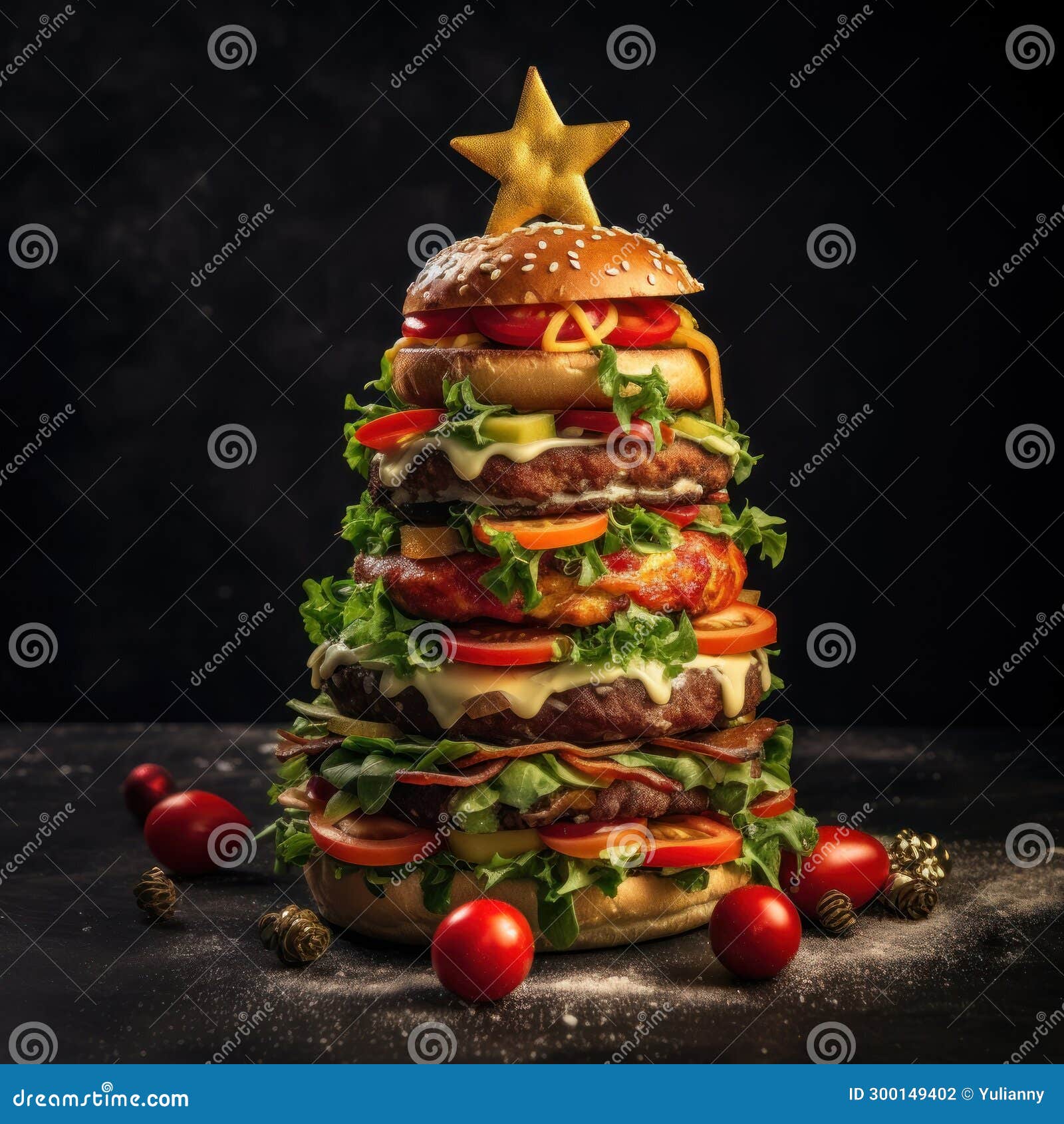 Christmas Tree Made from Burger Stock Photo - Image of celebration ...