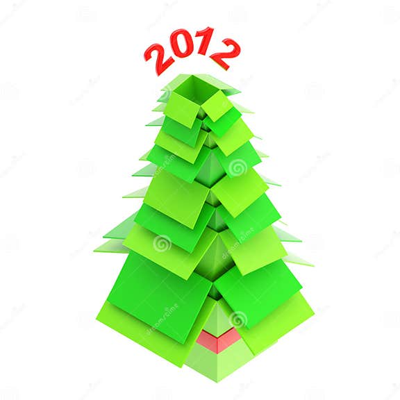 Christmas Tree Made of Cardboard Boxes Stock Illustration ...