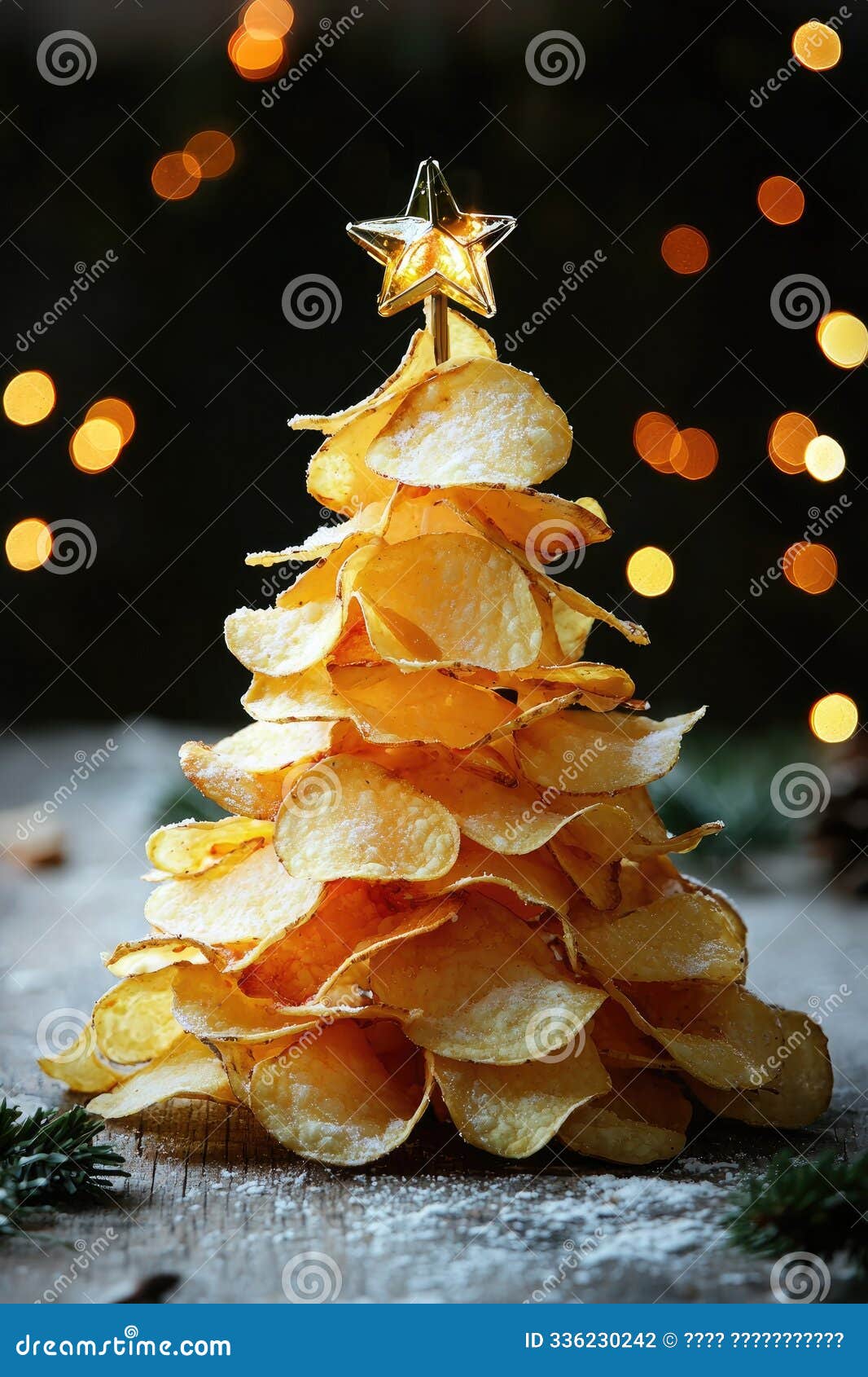 Christmas Tree Made of Chips Stock Illustration - Illustration of spice ...