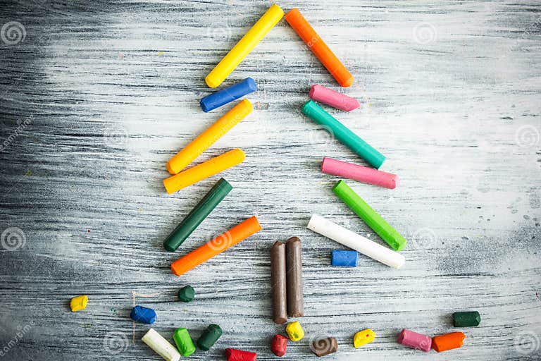 Christmas Tree Made of Crayons Stock Photo - Image of green, background ...