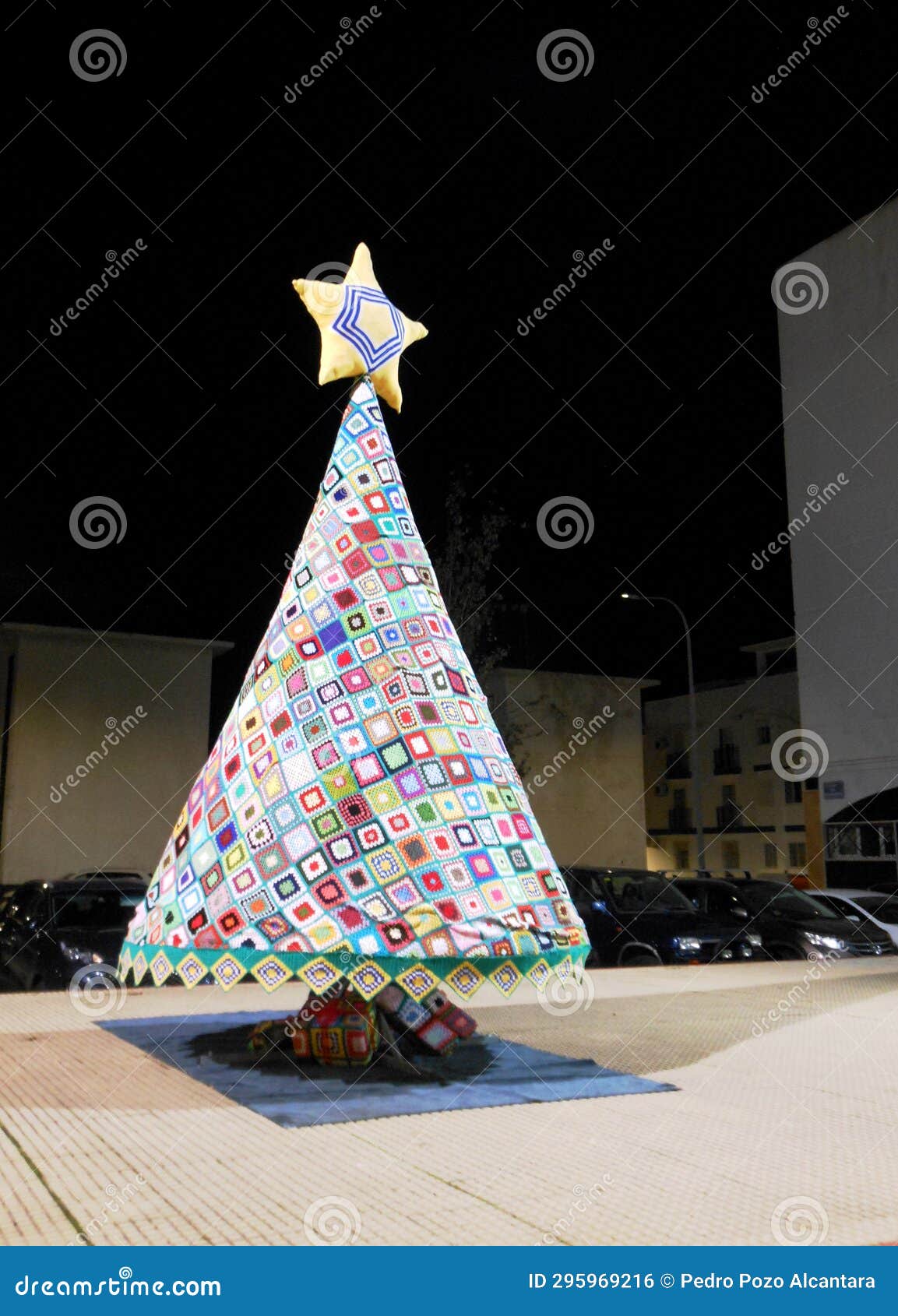Christmas Tree Made of Crochet with Threads of Many Colors Stock Photo ...